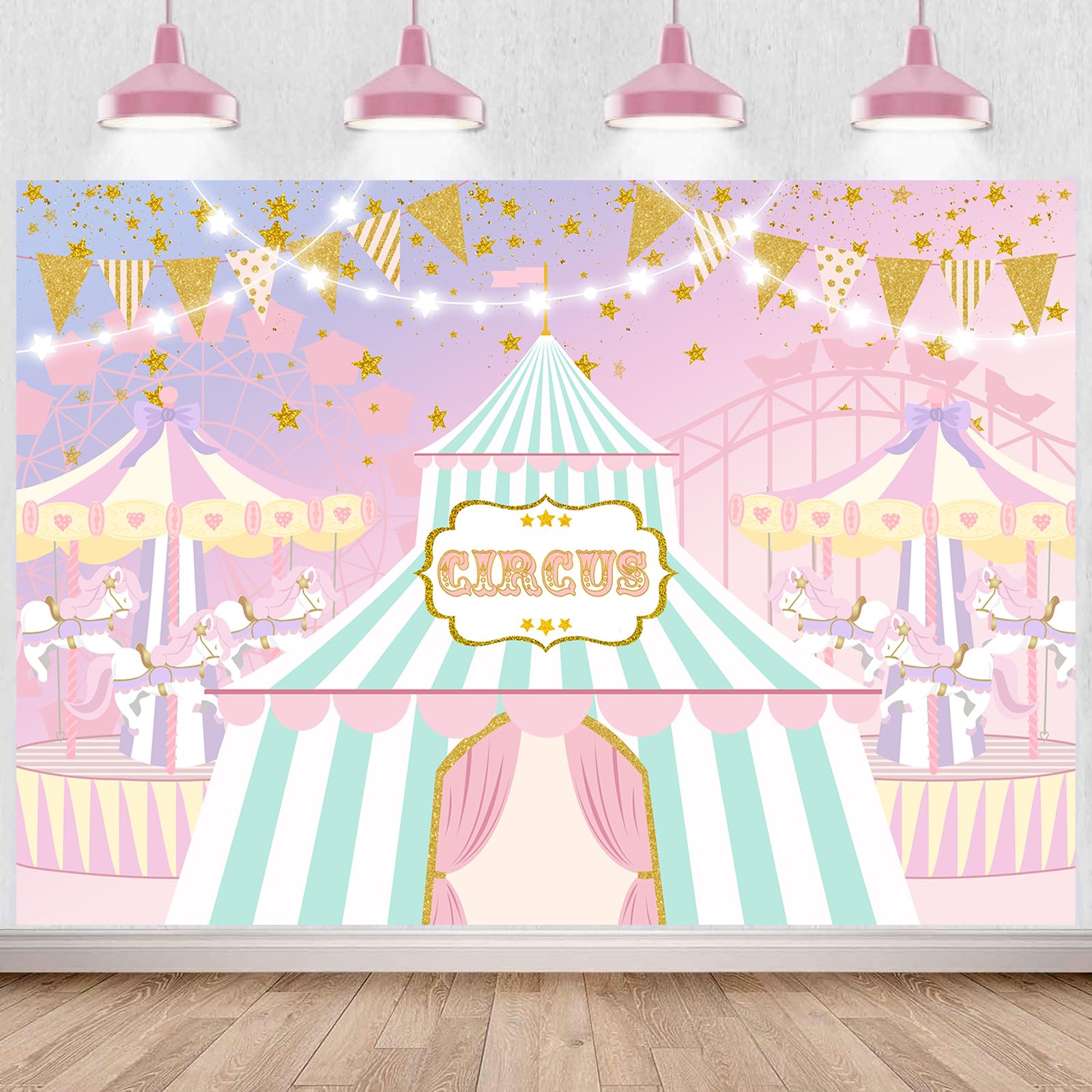 Amazon.com : InMemory Pink Circus Tent Backdrop Carnival Carousel ...