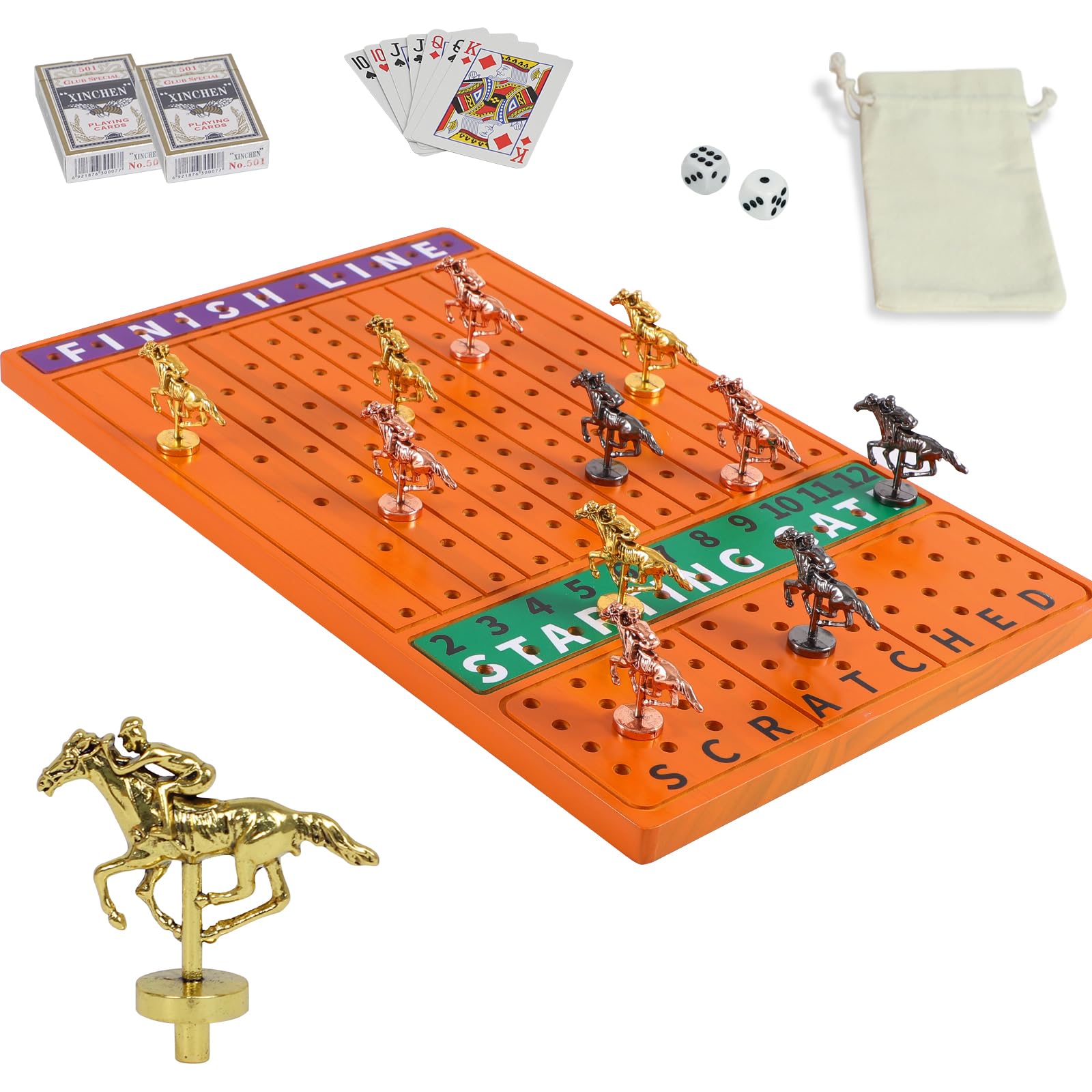 Snapklik.com : HOROW Horse Racing Board Game Solid Wood Horse Race Card ...
