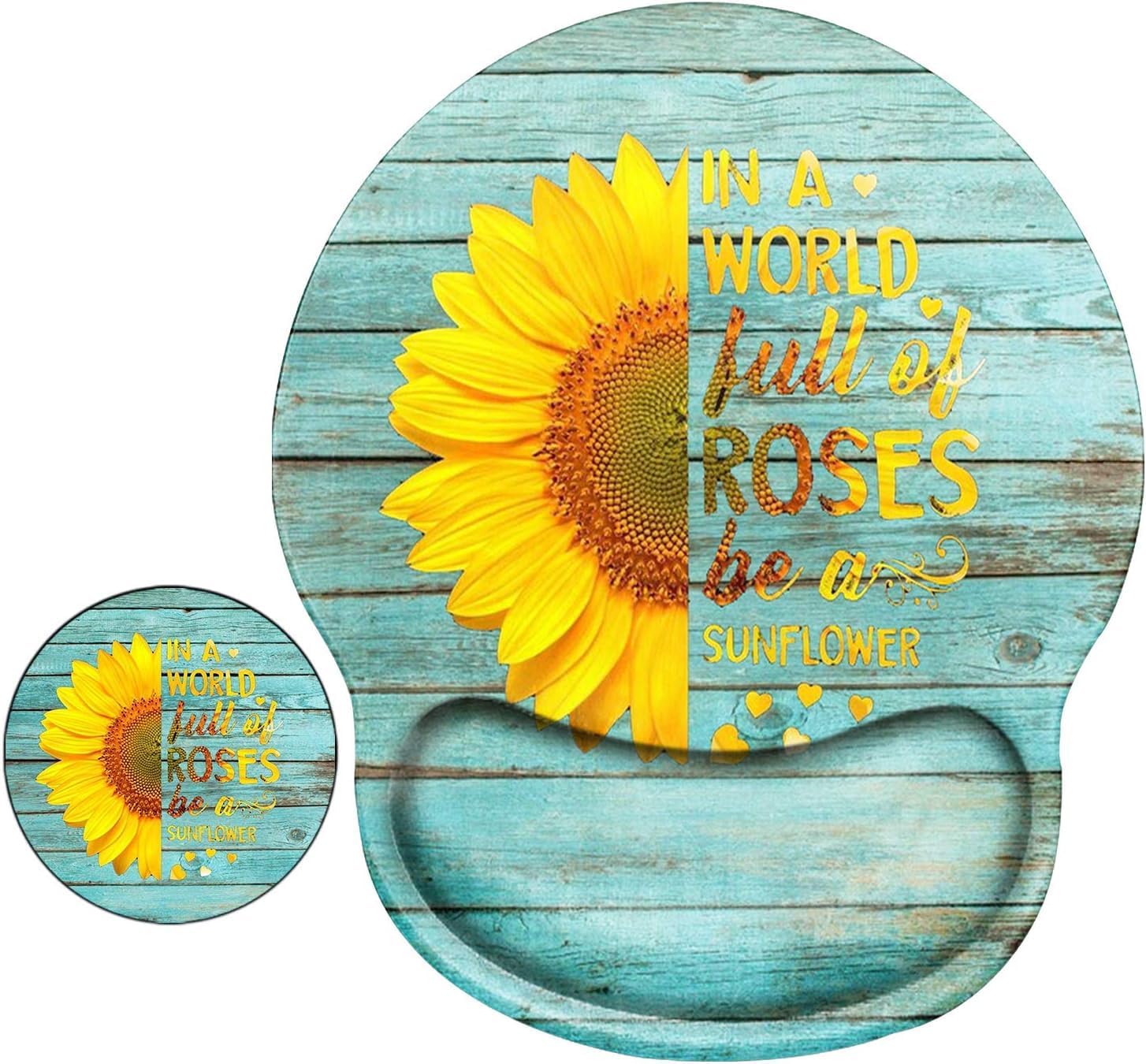 Amazon.com: Ergonomic Mouse Pad with Wrist Support Teal Sunflower ...