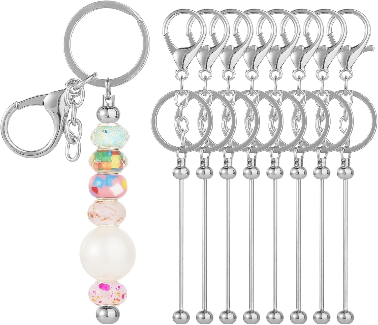 Amazon.com: PEUTIER 8pcs Beadable Keychain Bars, Bead Keychain Bar ...