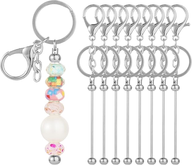 Amazon.com: PEUTIER 8pcs Beadable Keychain Bars, Bead Keychain Bar ...