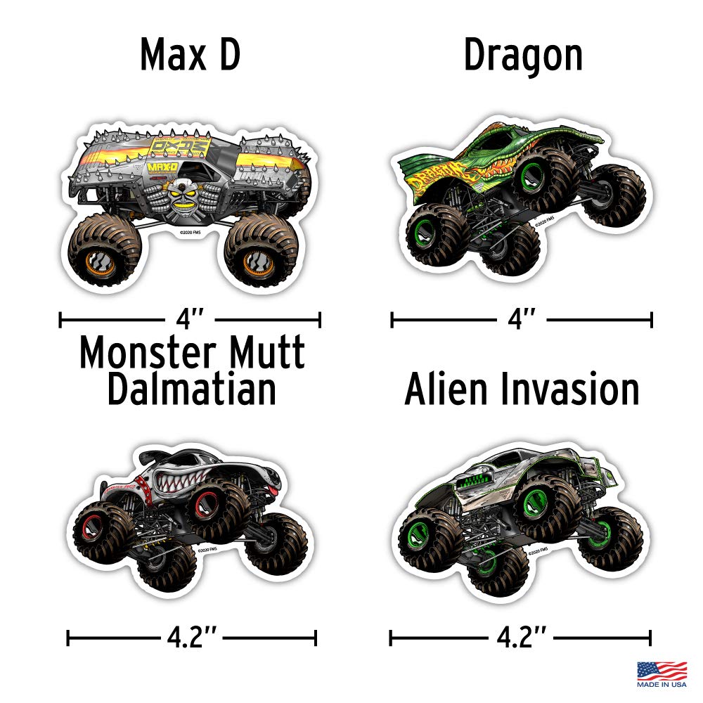 Buy Monster Jam Trucks Decal Pack - Set of 15 Monster Truck Stickers ...