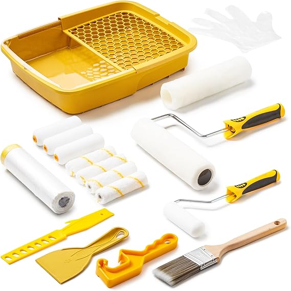 Voomey 22 Pcs Paint Roller Kit, 9 Inch 4 Inch Paint Rollers Set with ...