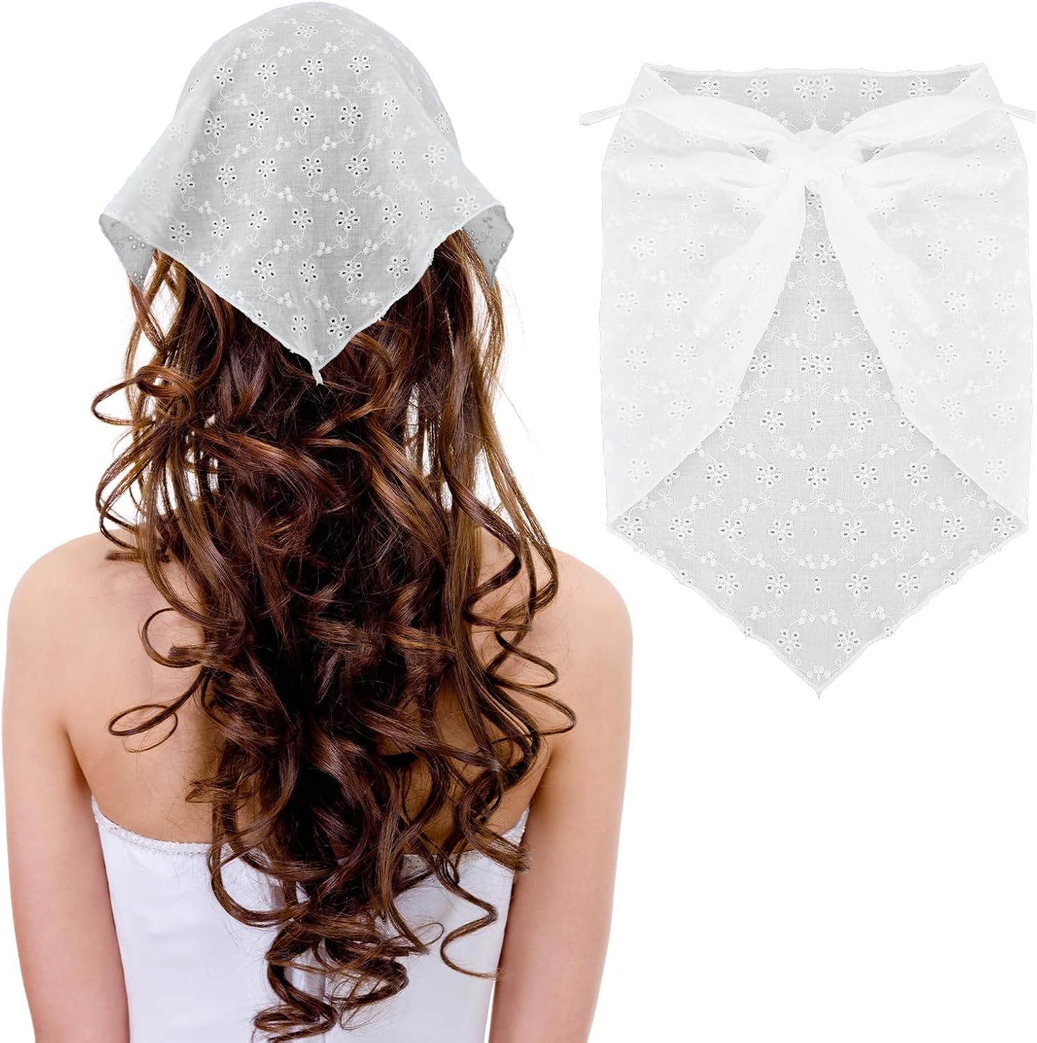Xthrotsenk White Bandanas for Women Floral Head Scarf for Hair Trendy ...