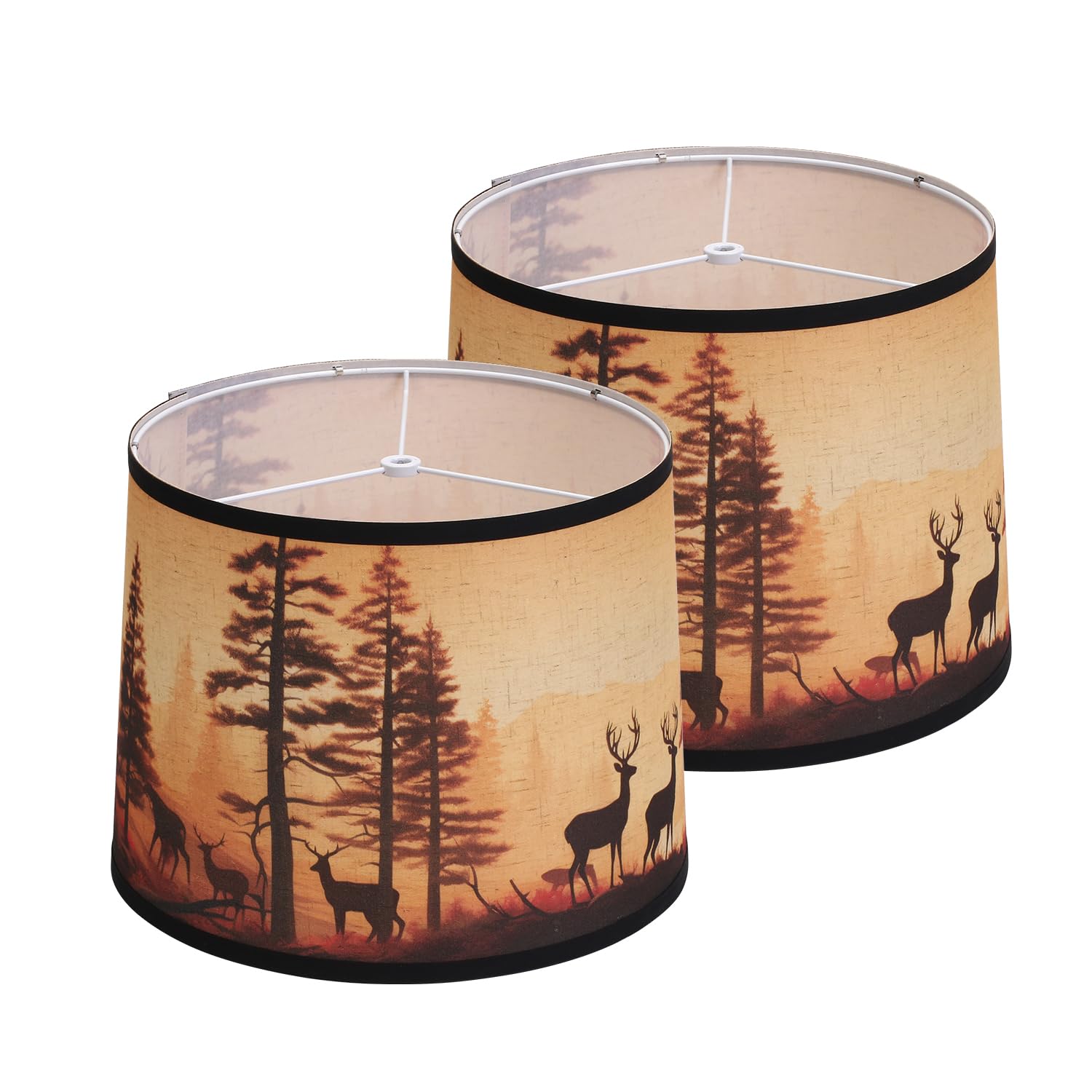 Brown Deer Printed Large Drum Lamp Shades set of 2. Easy Assembly.11.4 ...