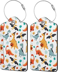 Amazon.com: 2 PCS Halloween Dinosaurs Luggage Tags for Suitcases ...