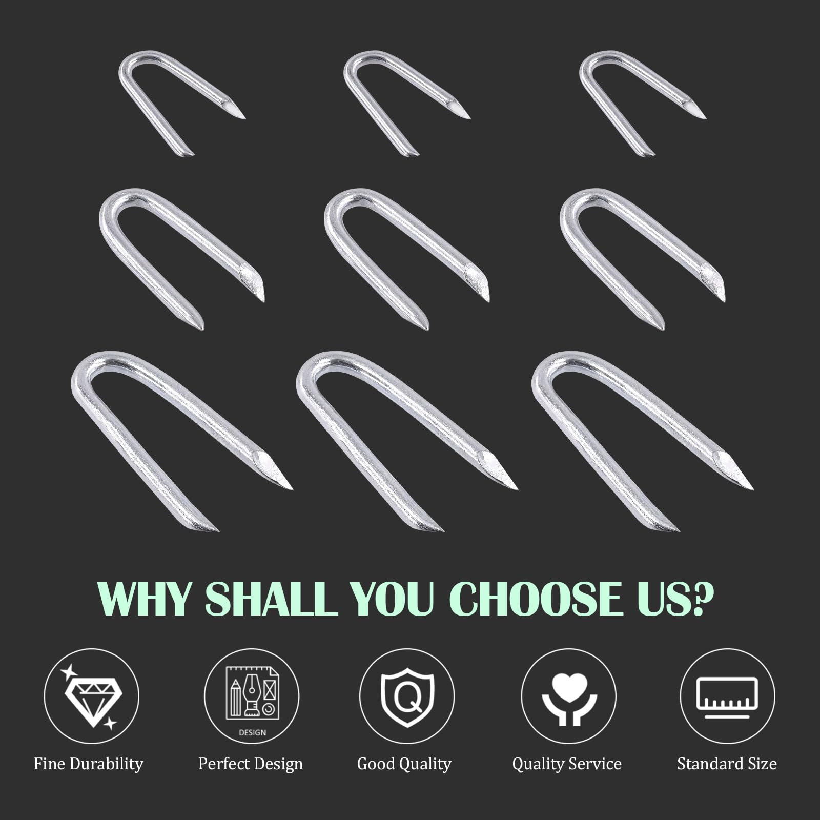 Snapklik.com : Keadic 200Pcs 40mm Length Steel Wire Fencing Staples