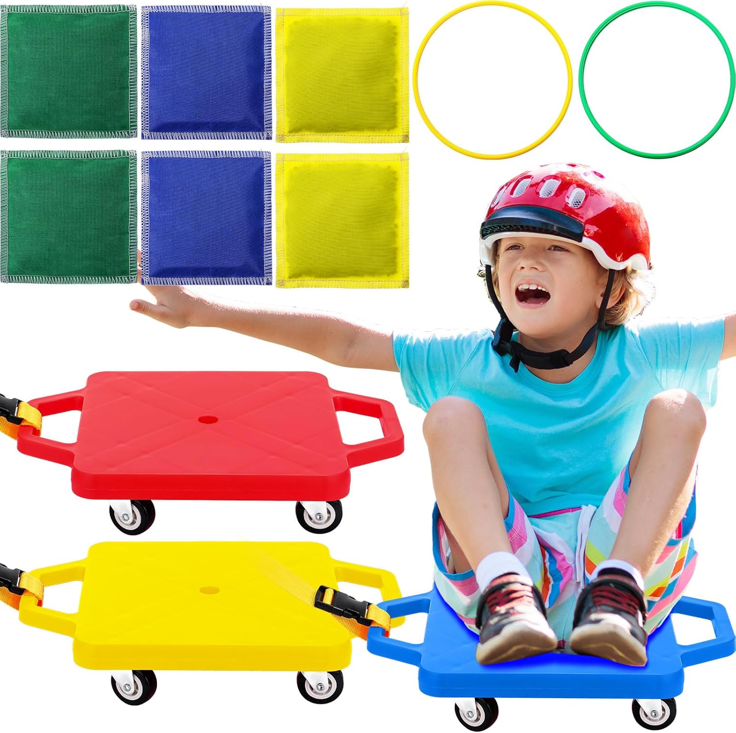 Amazon.com : Lunmon 3 Pcs Plastic Scooter Boards with Handle Kids ...