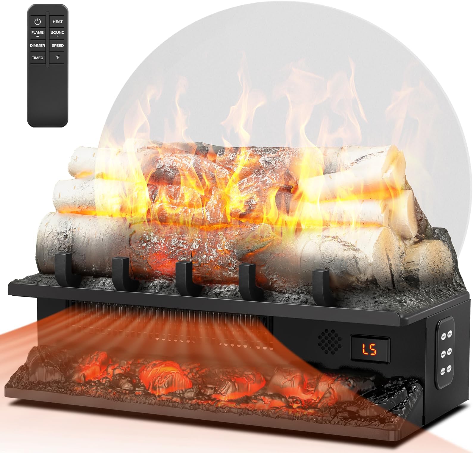Amazon.com: Joy Pebble Electric Fireplace Log Heater 750W/1500W, 20 ...
