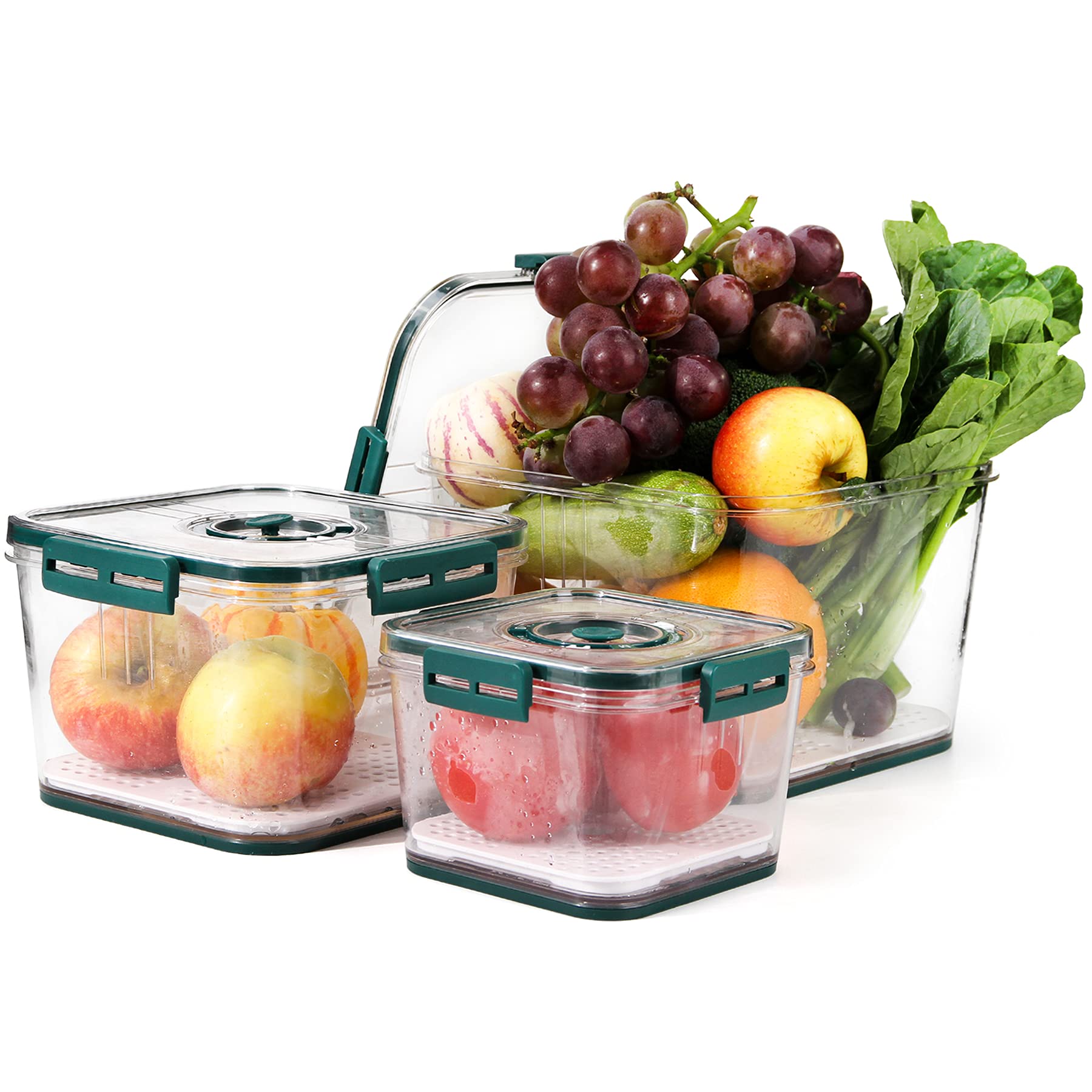 Fresh Produce Saver With Lids 3 Pack Fridge Fruit Vegetable ...