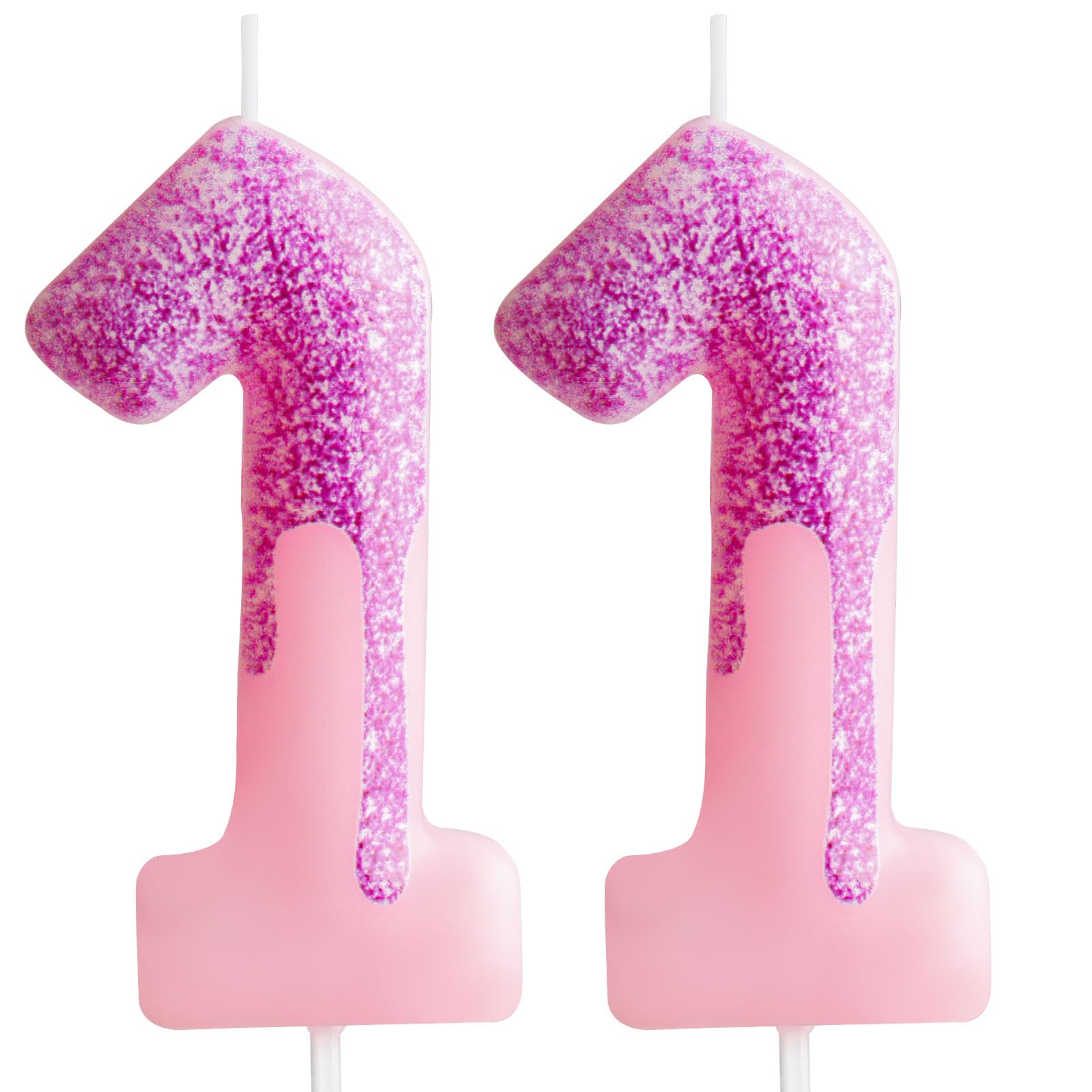 Amazon.com: Pink 11th Birthday Candles Purple Pink Number 11 Candle ...