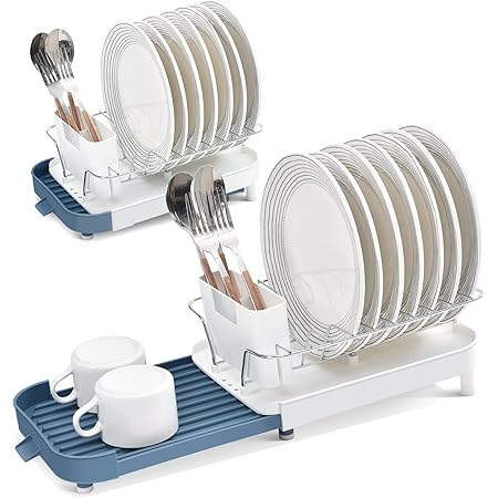 Amazon.com: mDesign Compact Modern Metal Dish Drying Rack and ...