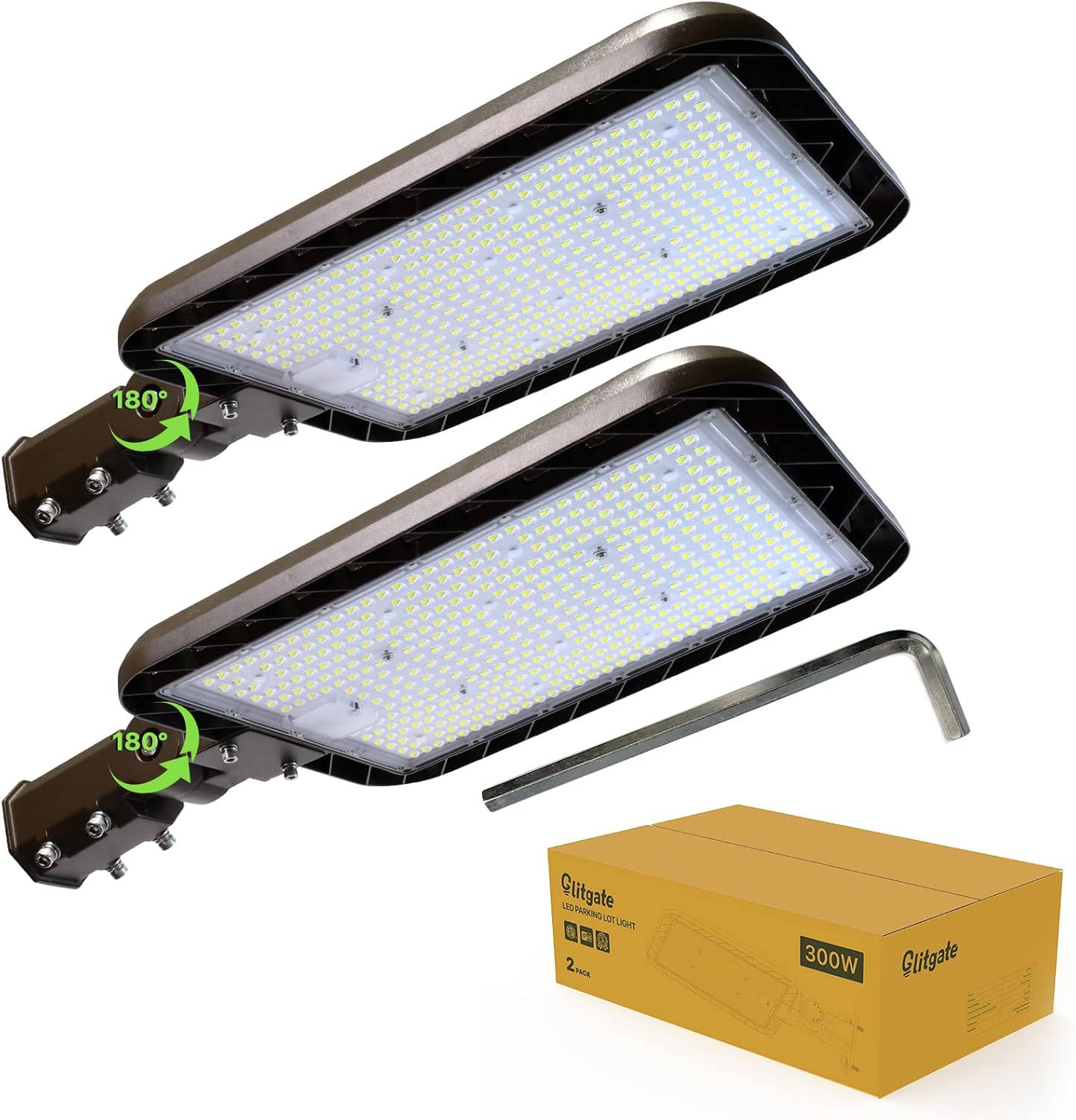 Glitgate 300W LED Parking Lot Lights, 45000LM 5000K Adjustable Slip ...