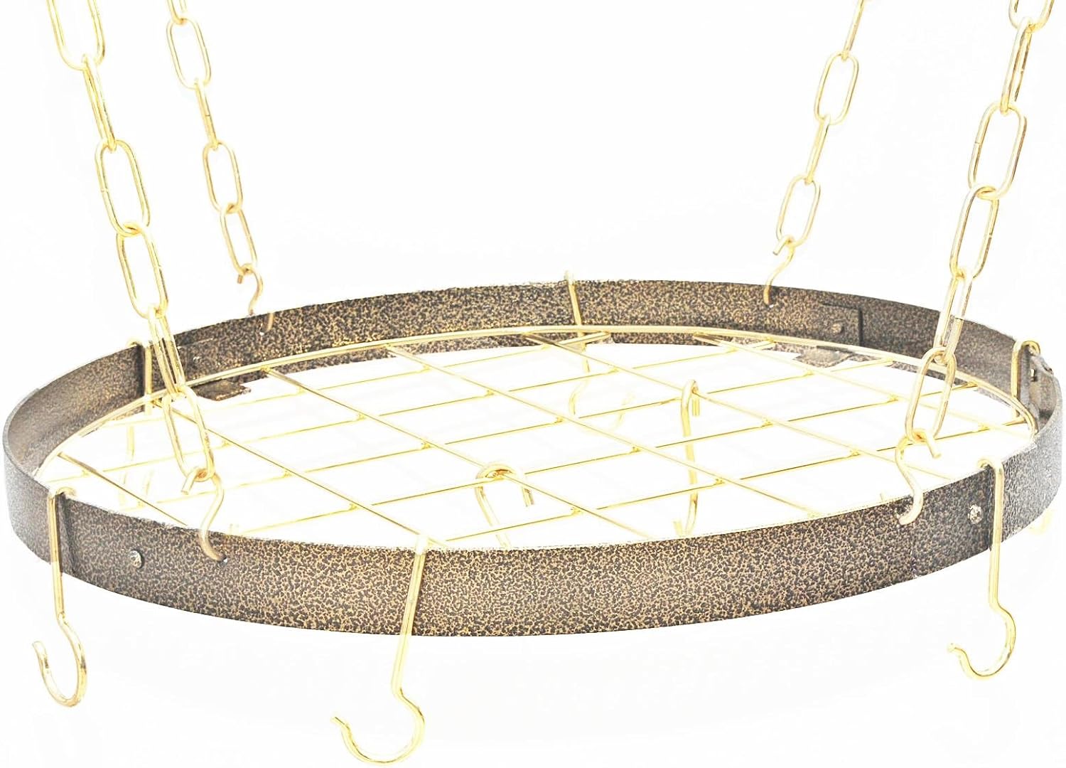 Amazon.com: Gourmet Round Hanging Pot Rack with Grid Finish: Hammered ...