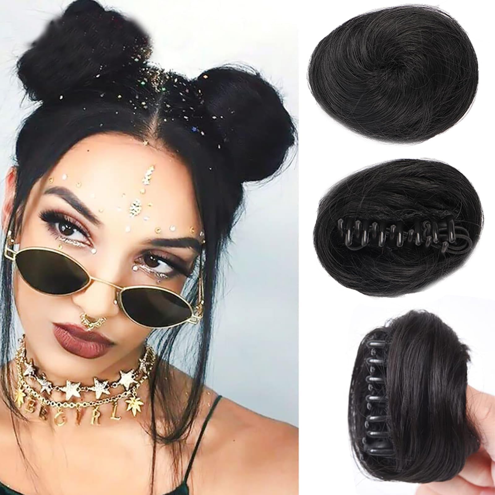 Amazon.com : SOFEIYAN 2PCS Mini Claw Clip in Hair Bun Messy Cat Ears ...