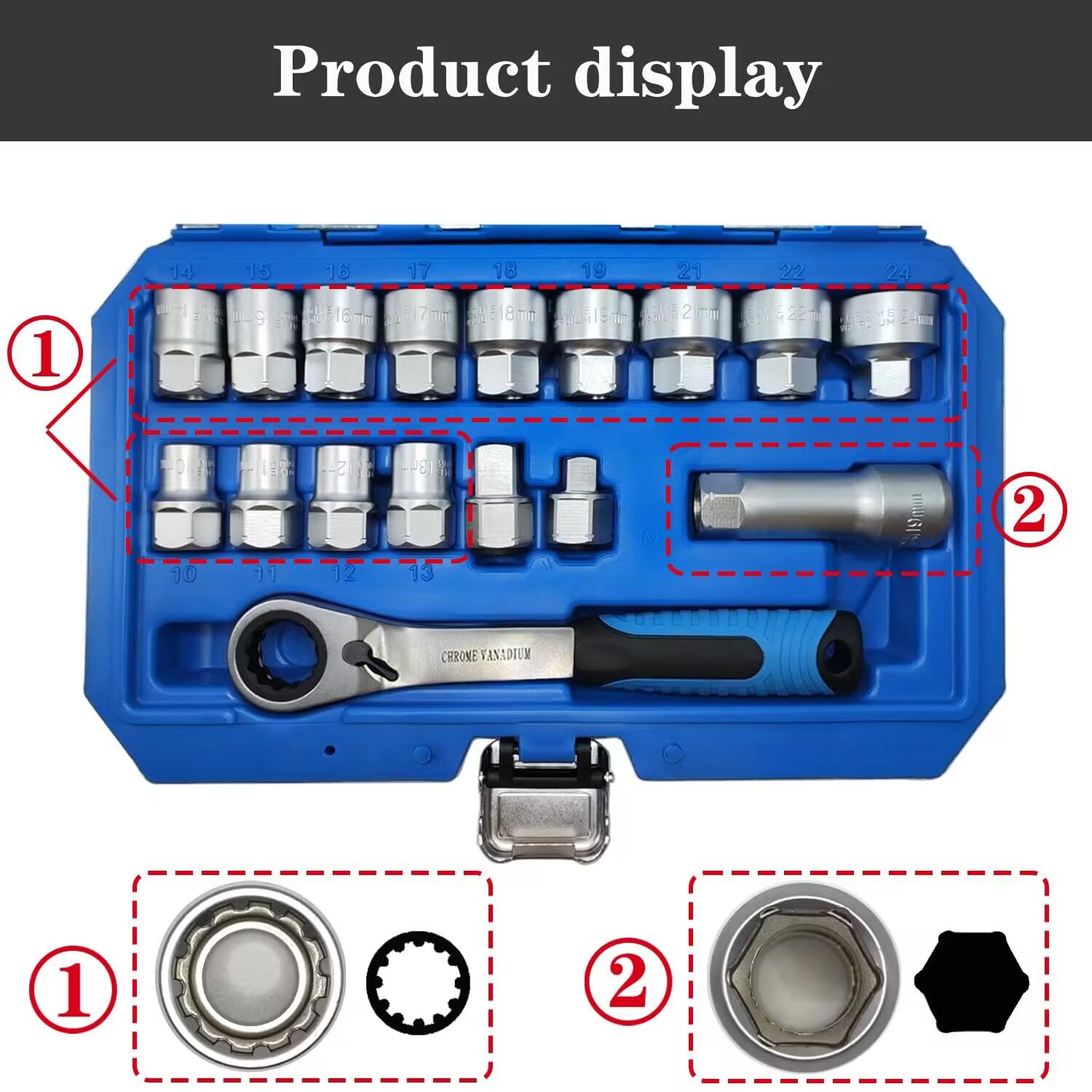 Snapklik.com : 17PCS Pass Through Socket Set, Chrome Vanadium Steel ...