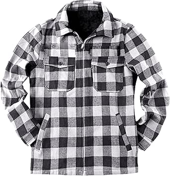 Flannel Shirts for Men Casual Sherpa Fleece Lined Plaid Flannel Shirts ...