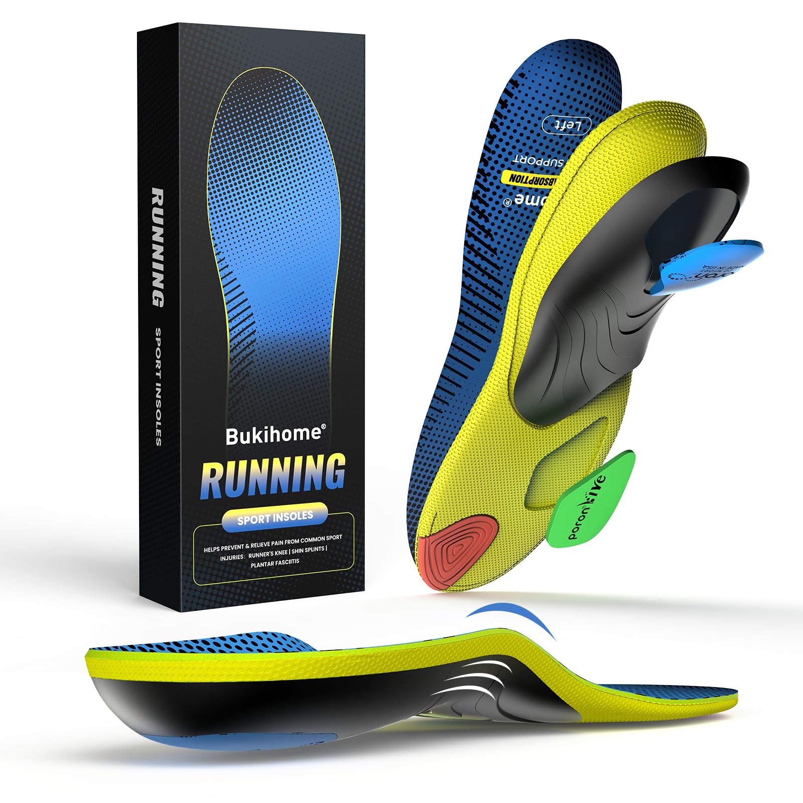 Amazon.com: Bukihome Sport Insoles for Men Women - Arch Support ...