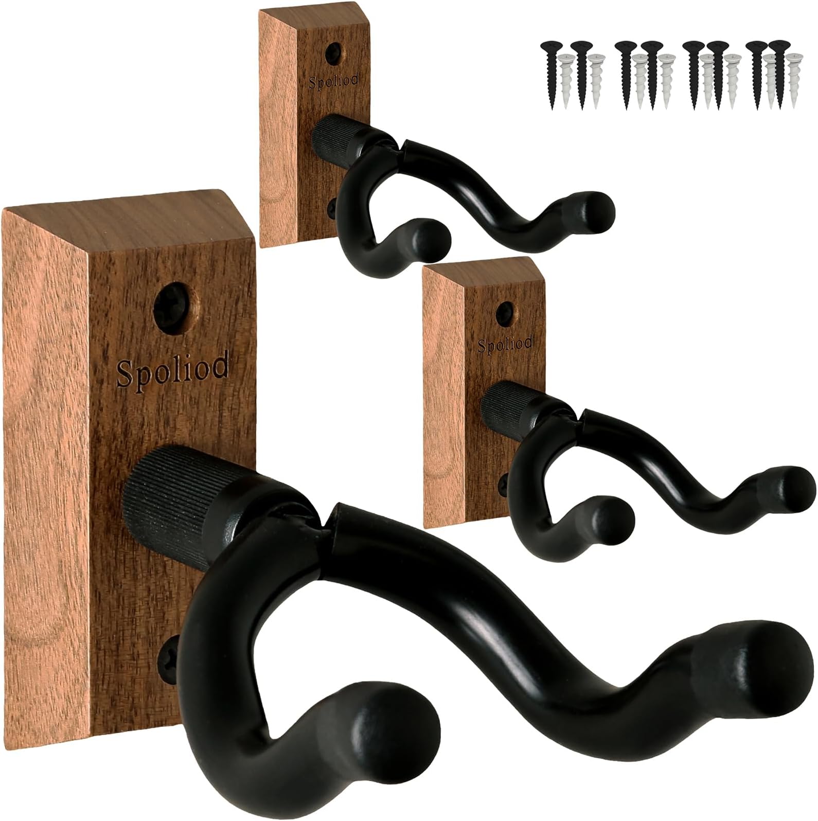 Amazon.com: Black Walnut Guitar Wall Mount - 3 Pack Guitar Hanger ...