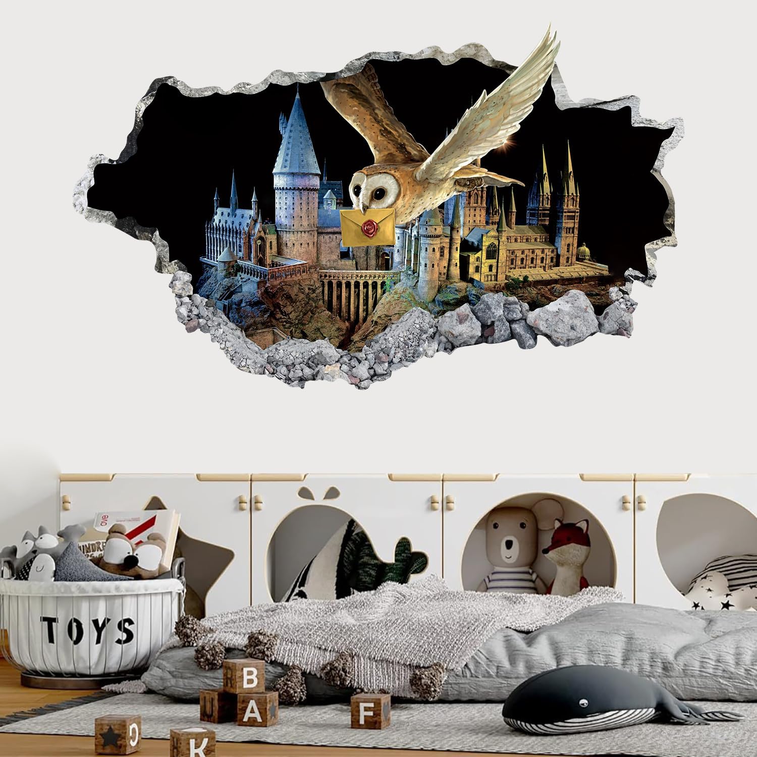 KAIRNE 3D Magic Castle Wall Sticker,Owl Wall Decals,Magical Wall ...