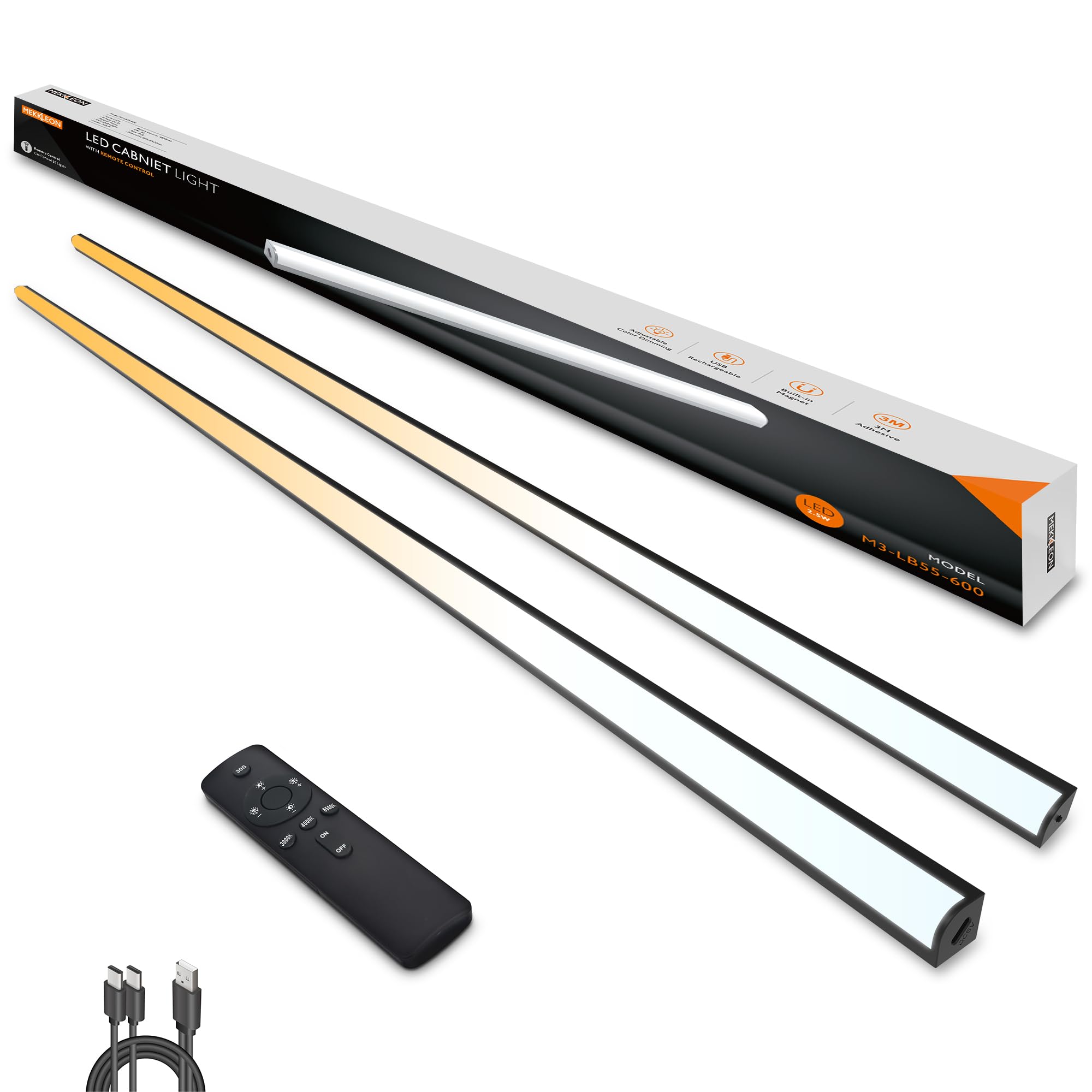 MEKKLEON Under Cabinet Lights Remote Control,2 Pack Magnetic Dimmable ...