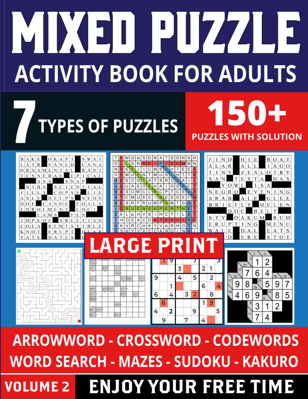 Mixed Puzzles Activity Book for Adults 150+ Large Print Puzzles ...