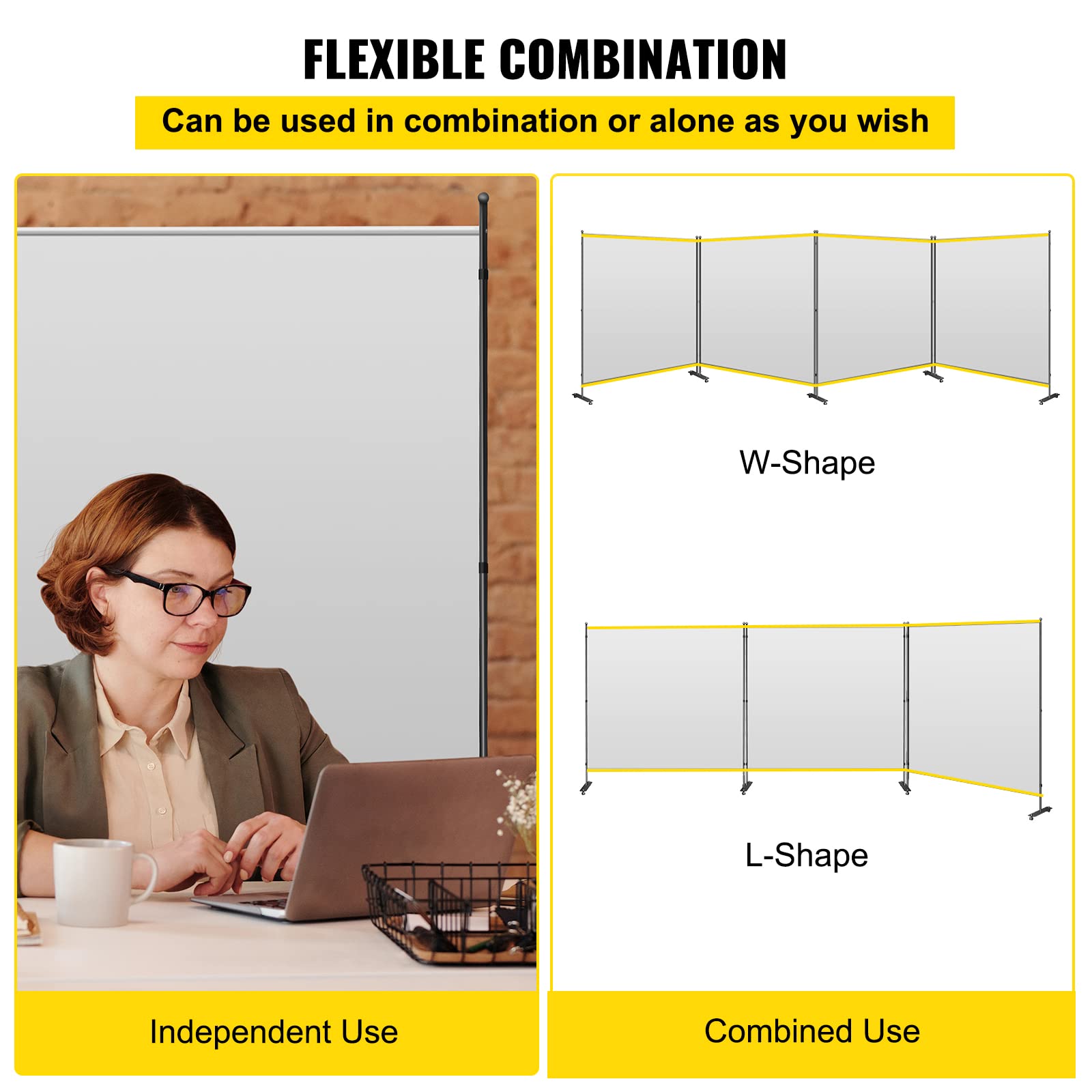 Buy VEVOR Office Partition 71" W x 14" D x 72" H Room Divider Wall w ...