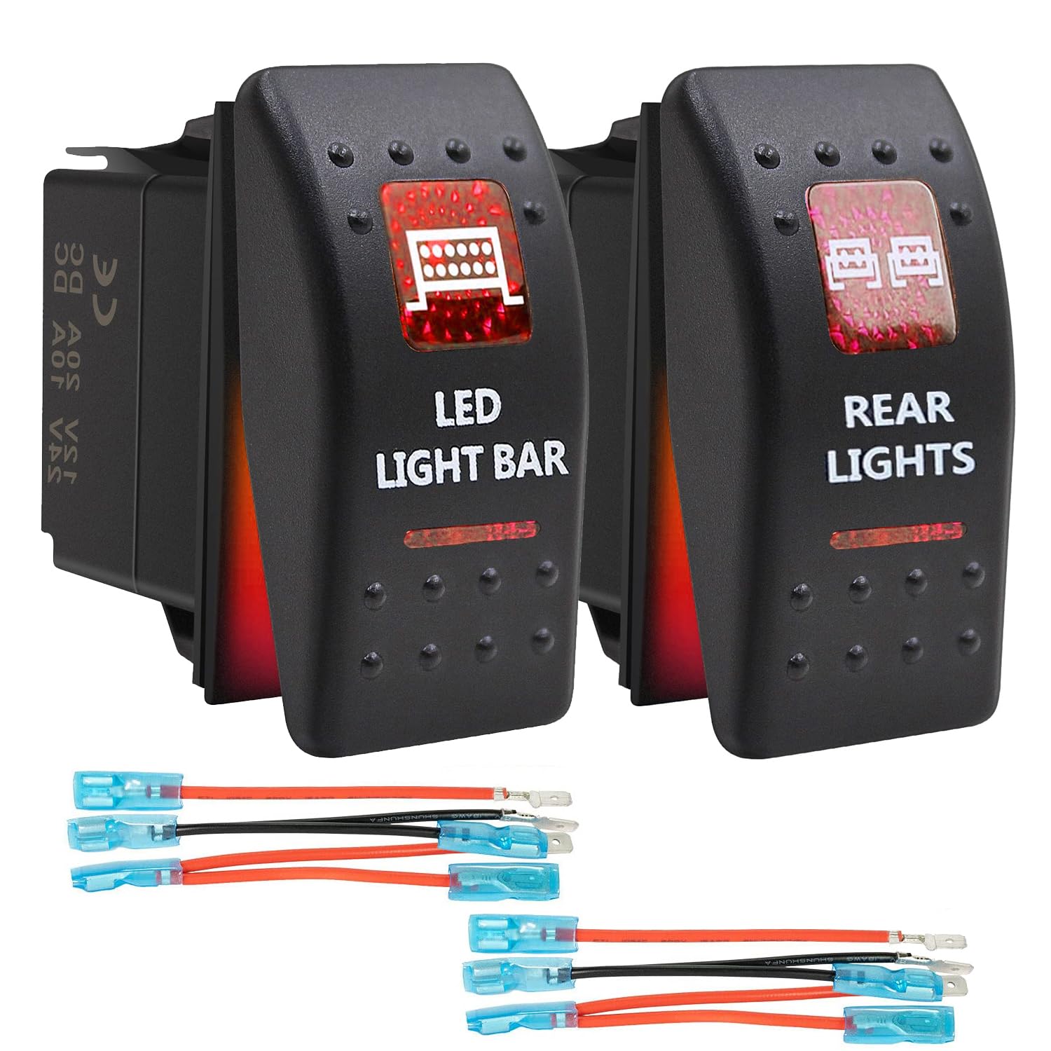 Snapklik.com : Red 5-Pin LED Rocker Toggle Switches Compatible