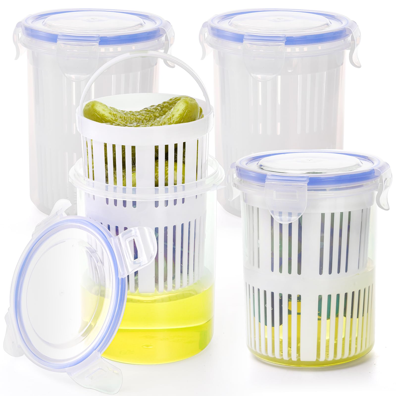 Amazon.com: Yesland 4 Pack Pickle Container with Strainer, 24 oz ...