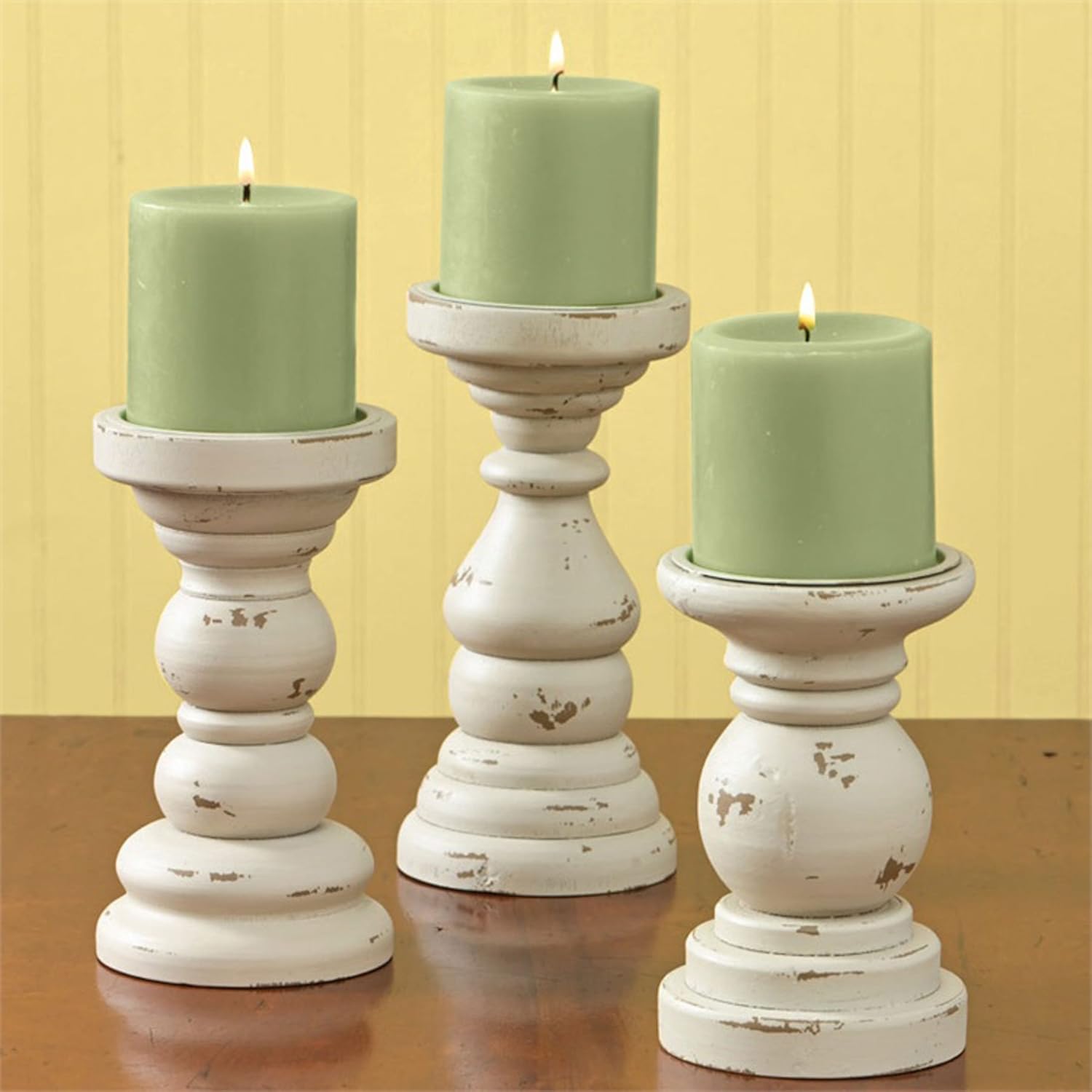 Amazon.com: Southport Short Candlesticks Set of 3,Aged Cream