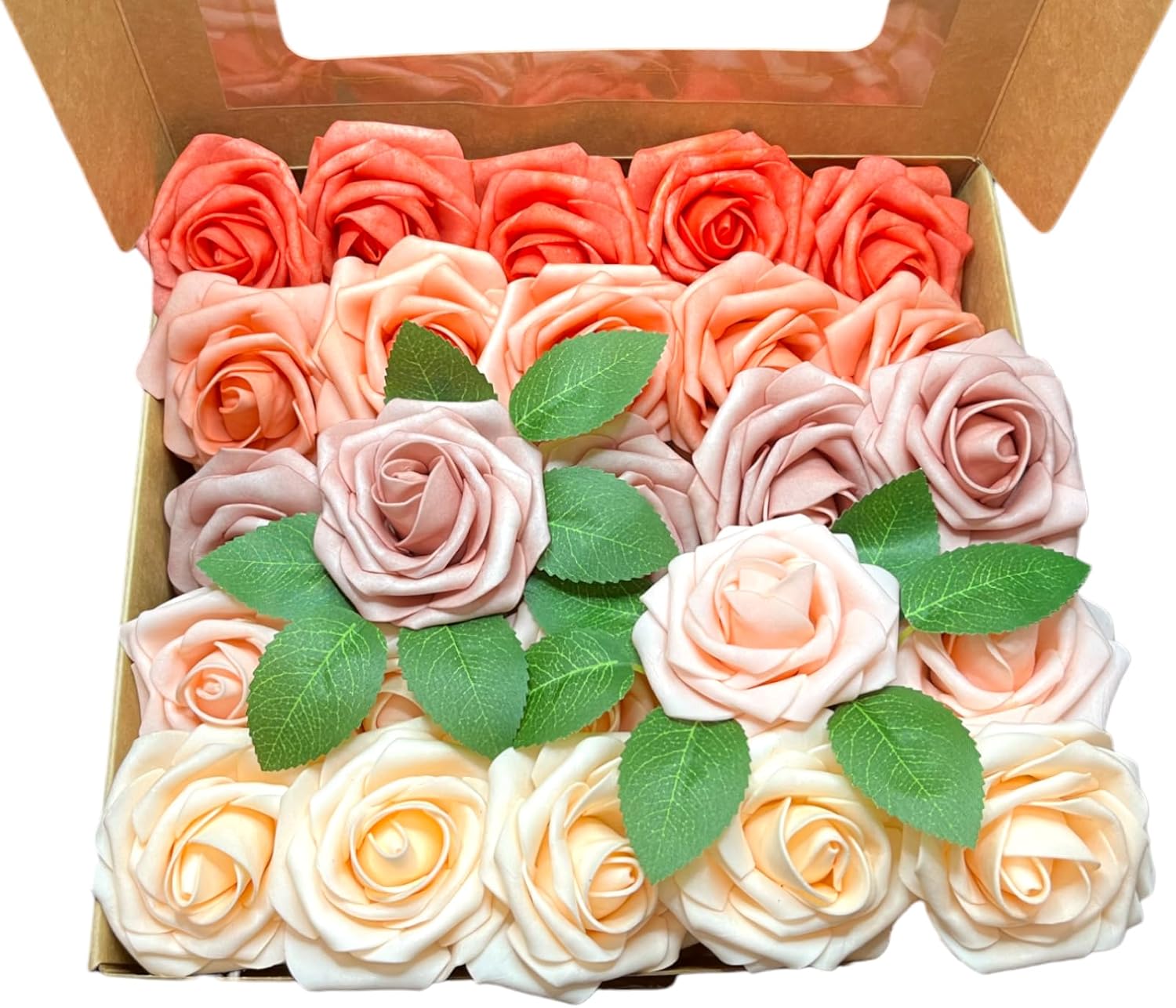 Amazon.com: Artificial Flowers Fake Roses Flower with Stem Box Orange ...