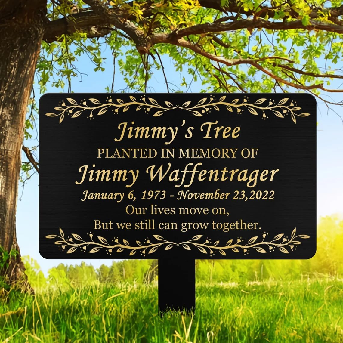 Amazon.com: Memorial Tree Plaque with Stake, Personalized Metal Garden ...