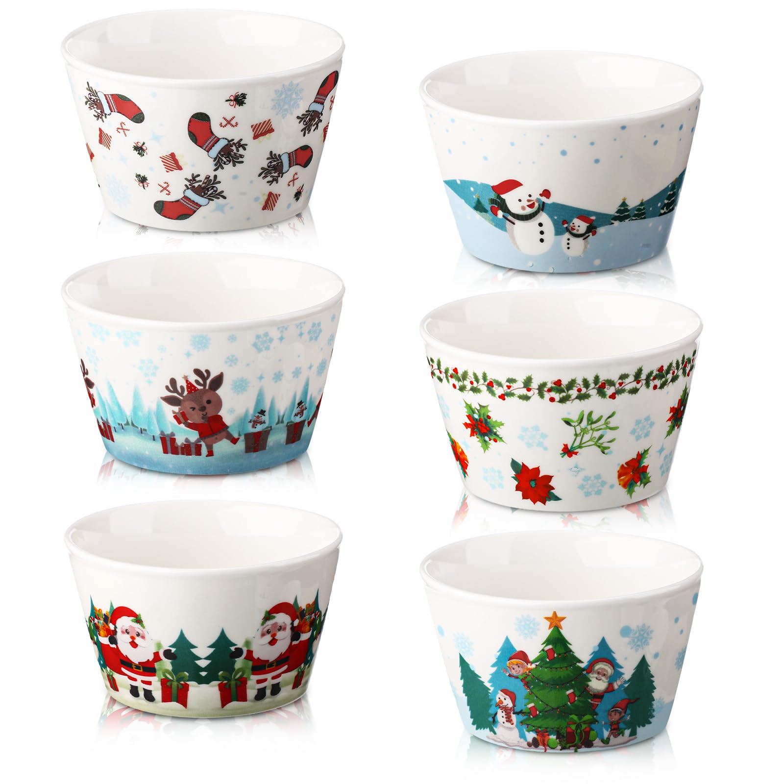 Amazon.com | 6 Pcs 14oz Christmas Ceramic Bowls Christmas Candy Dish ...