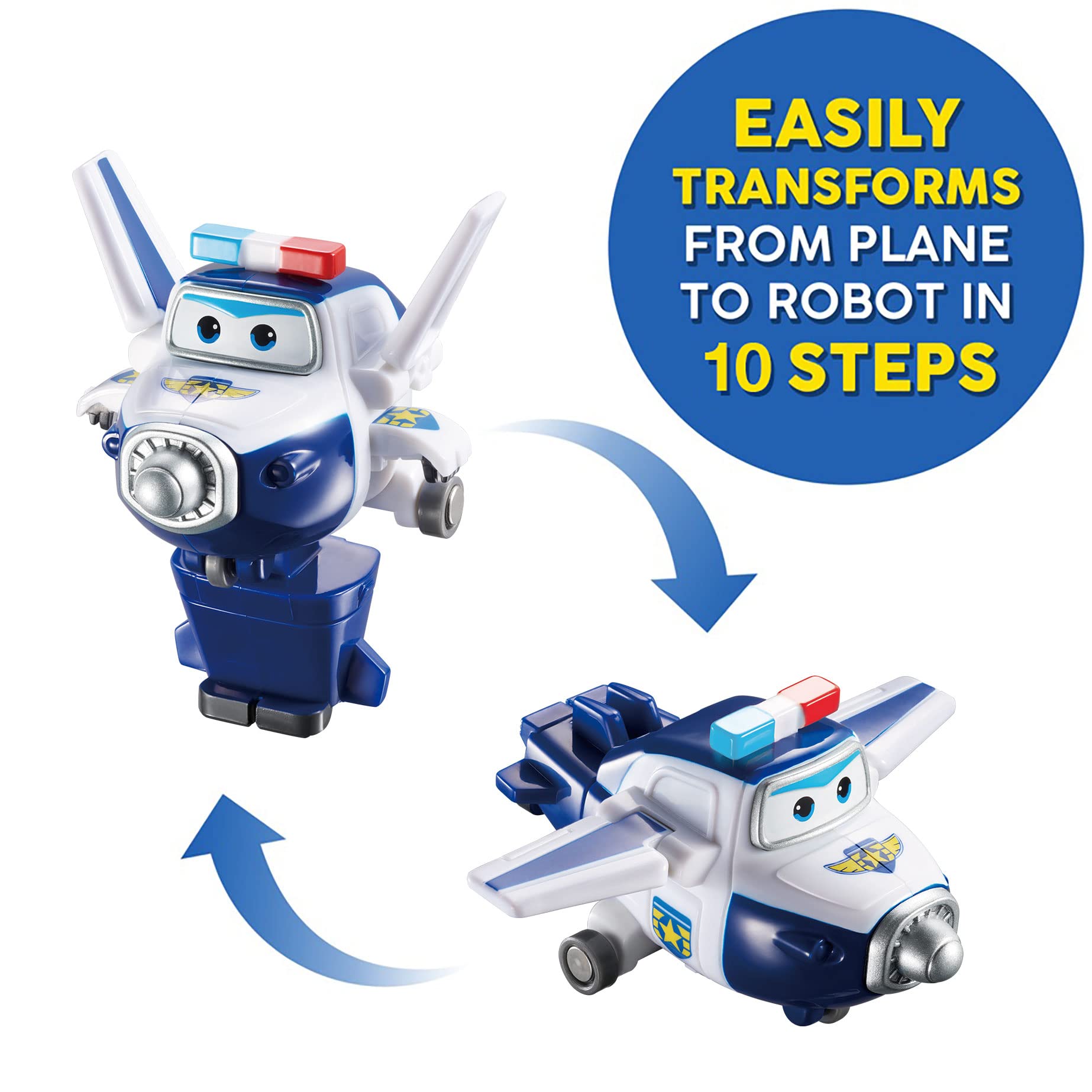 Super Wings - 7" Paul's Police Cruiser with 2" Transform-a-Bot Paul ...