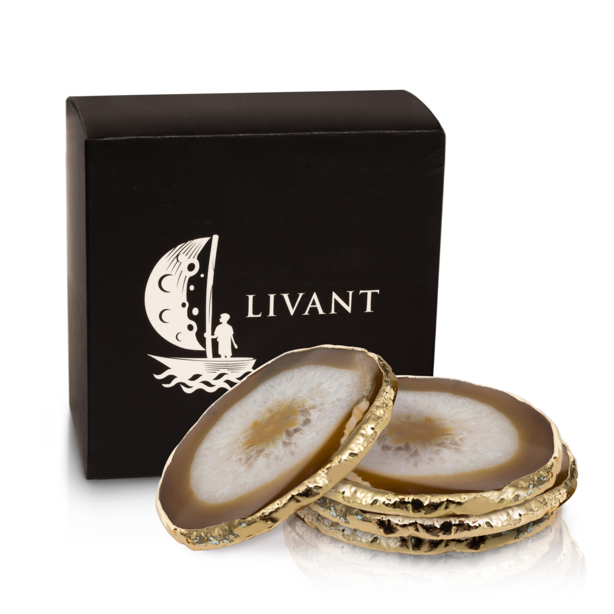 Amazon.com: Livant Agate Coasters - Set of 4 Geode Stone, Crystal ...