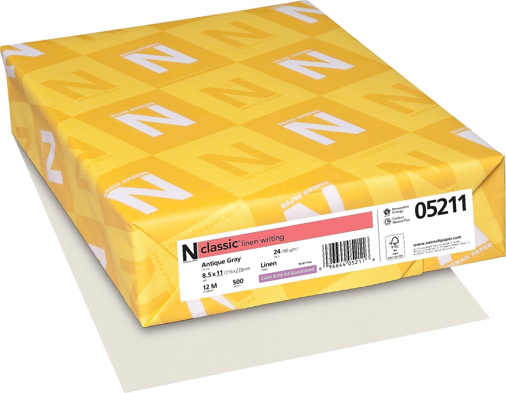 Amazon.com : Classic Linen Writing Antique Gray Paper 8.5 × 11L/ Sub 24 ...