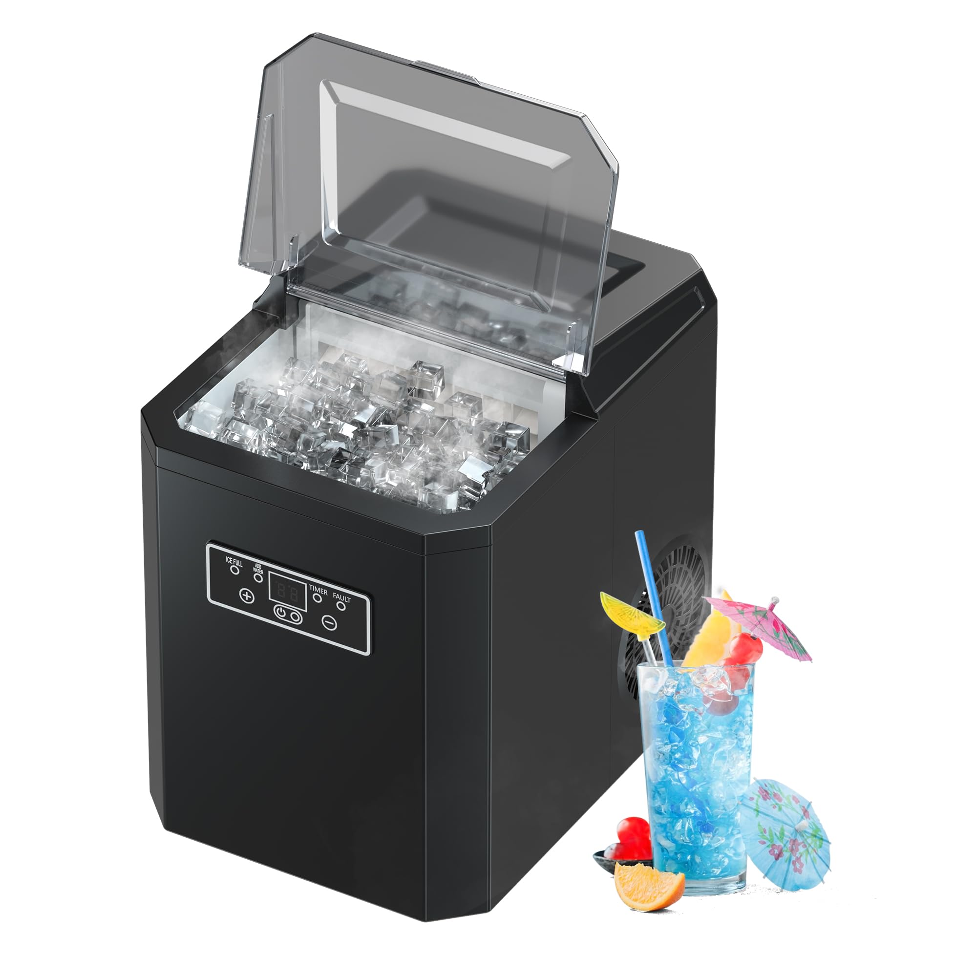 Ice Cube Maker, 33 LBS/24H Portable Ice Maker with Transparent Lid ...