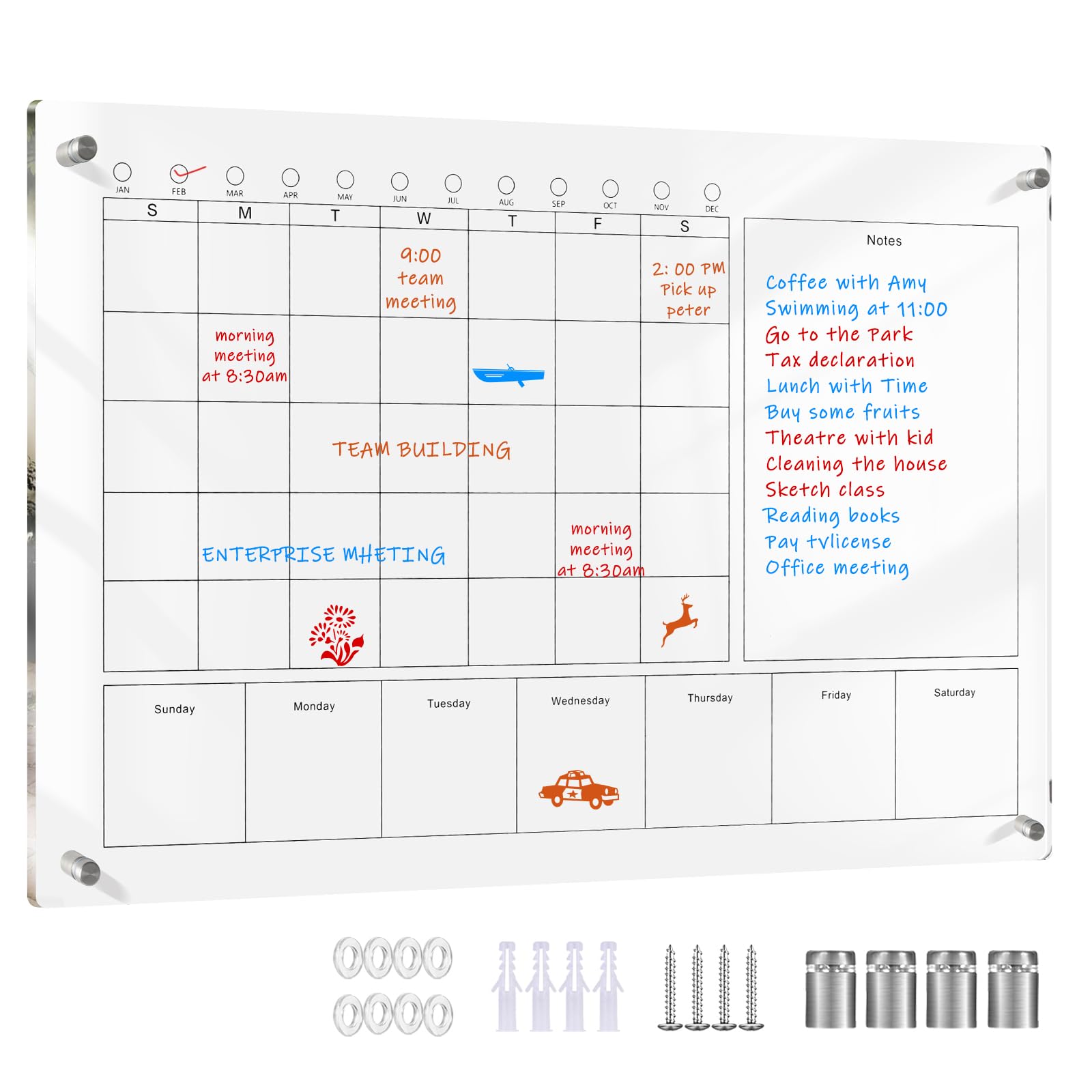 Snapklik.com : Large Acrylic Calendar For Wall,24"X16",Acrylic Dry ...
