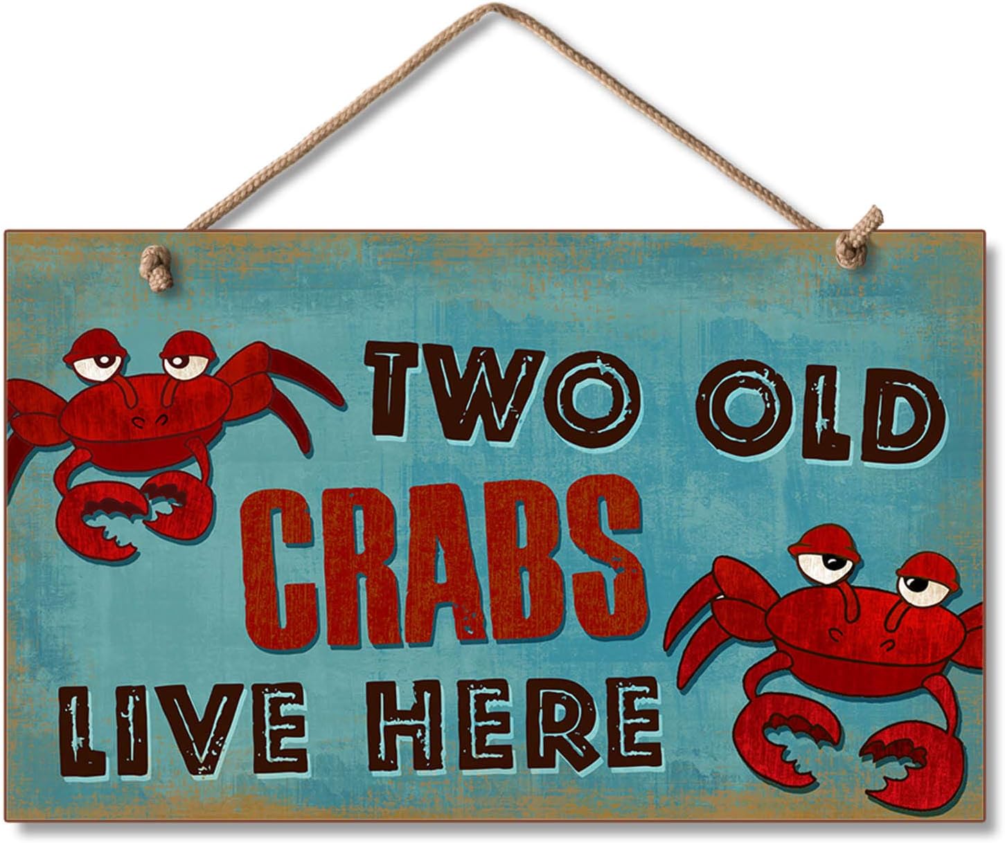 Amazon.com: "Two Old Crabs Live Here" Wood Composite Sign Blue, Red 9.5 ...