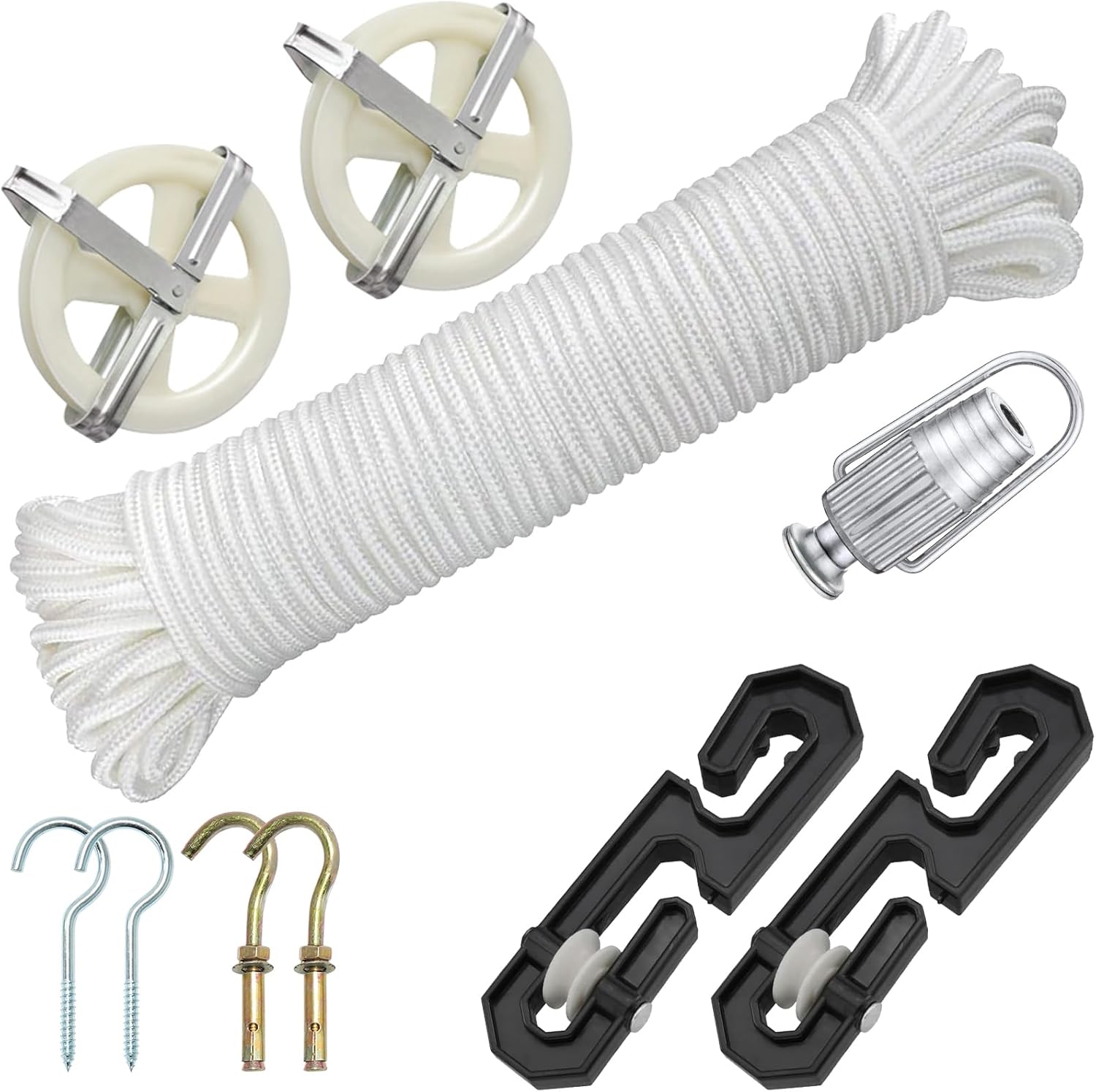 Amazon.com: Outdoor Clothesline Pulley Kit,150ft Polyester Clothesline ...