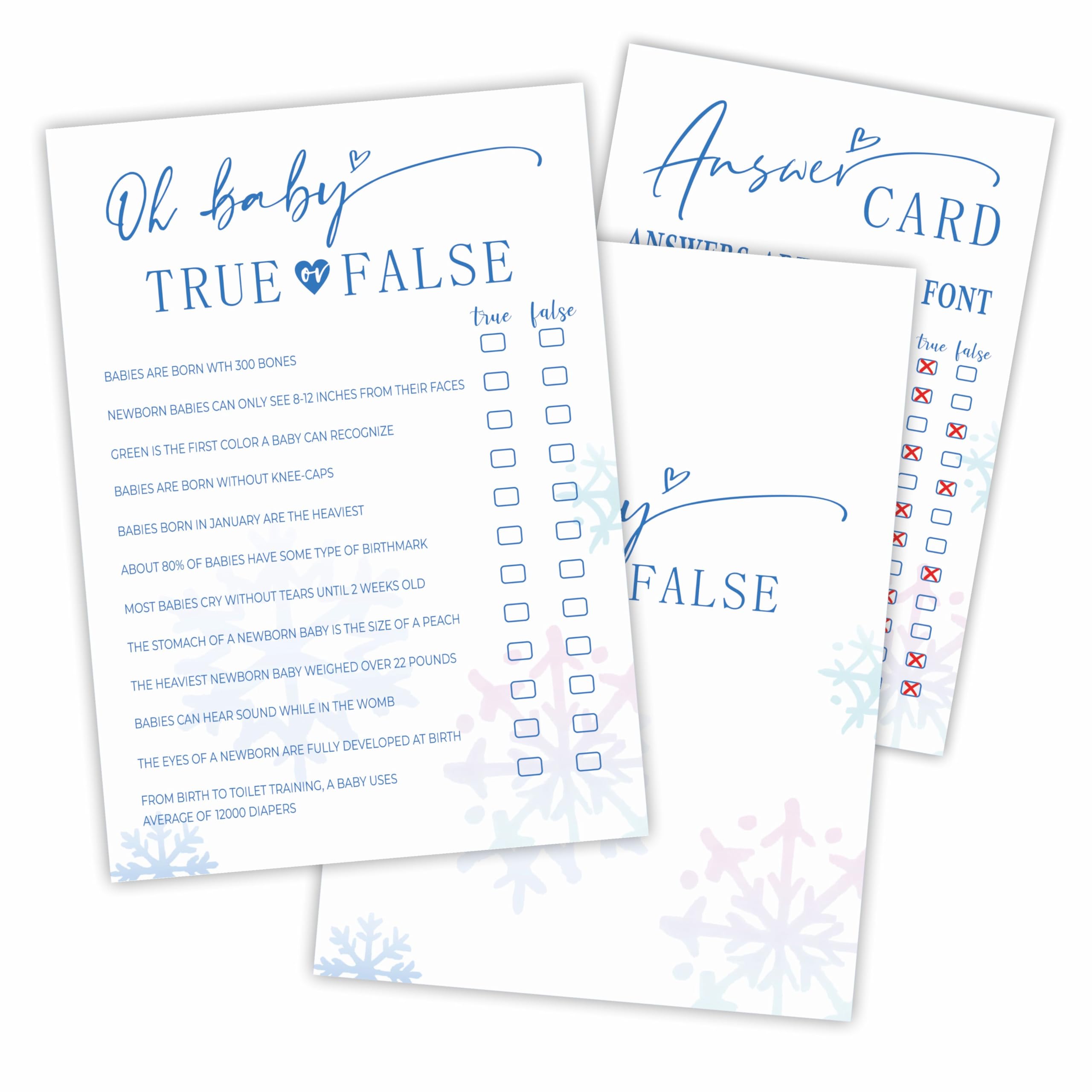 Amazon.com: Oh Baby! Baby Shower Game kit, 30 Winter Snowflakes Theme ...