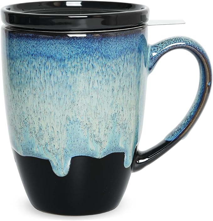 Amazon.com: Bosmarlin Ceramic Tea Cup with Infuser and Lid, 13.5 Oz ...