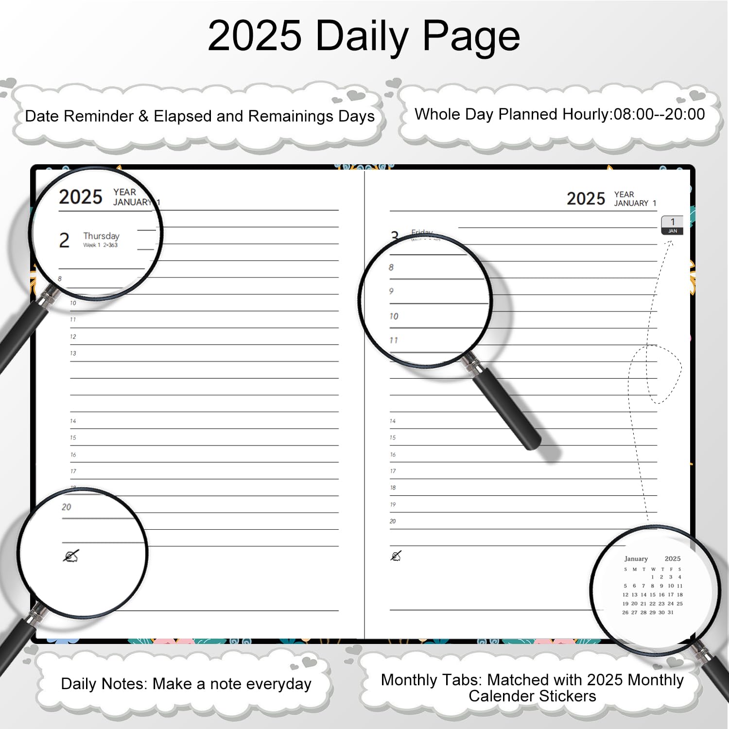 Dzhzal A4 Diary 2025 Day Per Page, Page a Day From January 2025 to ...