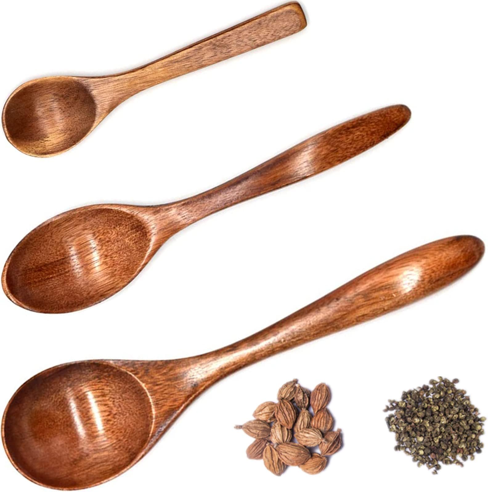 Wooden Spoon,Yueser 3 Pcs Natural Small Wooden Spoons Wooden Kitchen ...