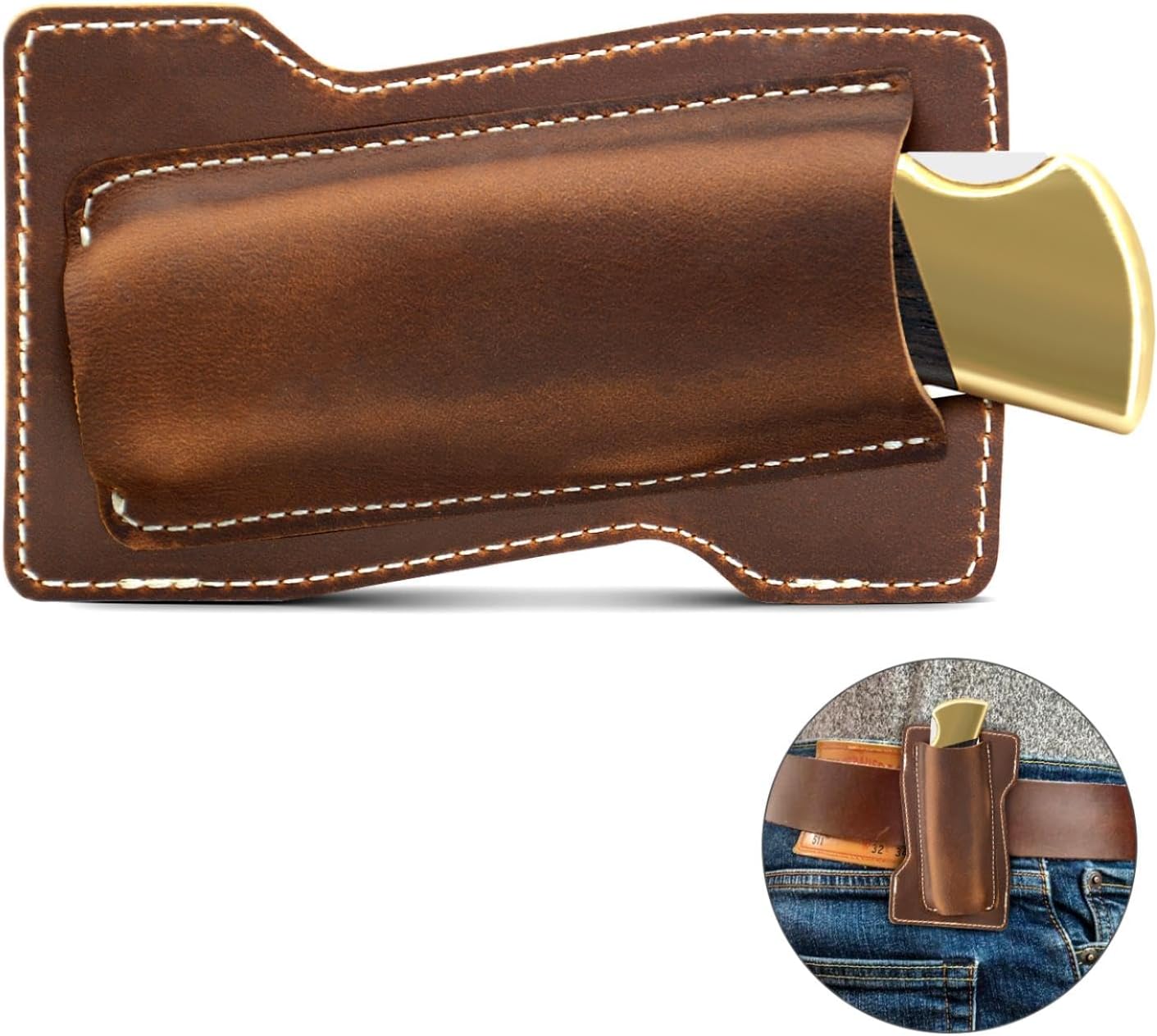 Amazon.com: Leather Knife Sheath for Belt: Folding Knife Sheaths for ...