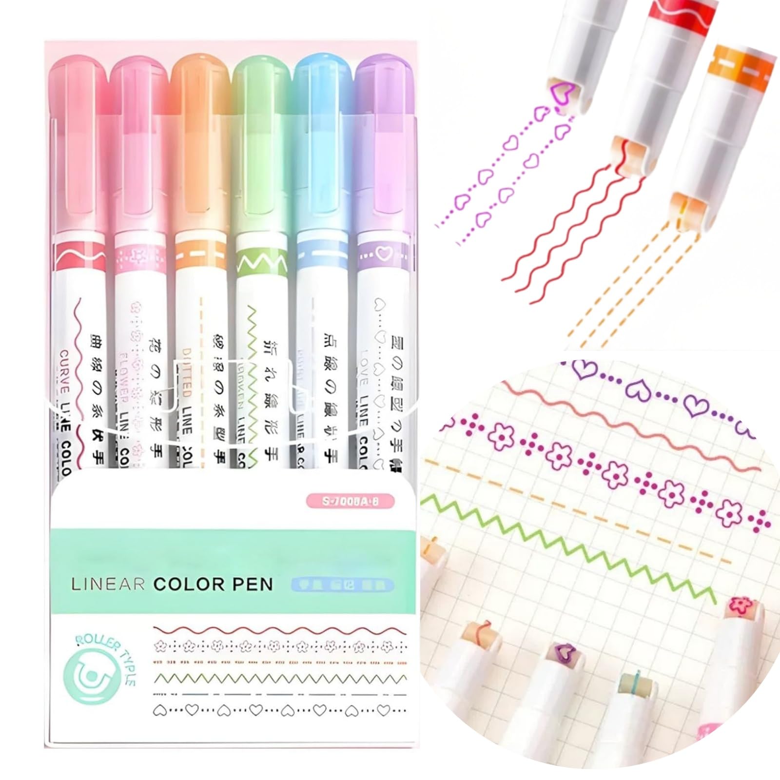 Amazon.com : Hunjiry Magic Border Pen,Curve Highlighter Pens Set,Border ...