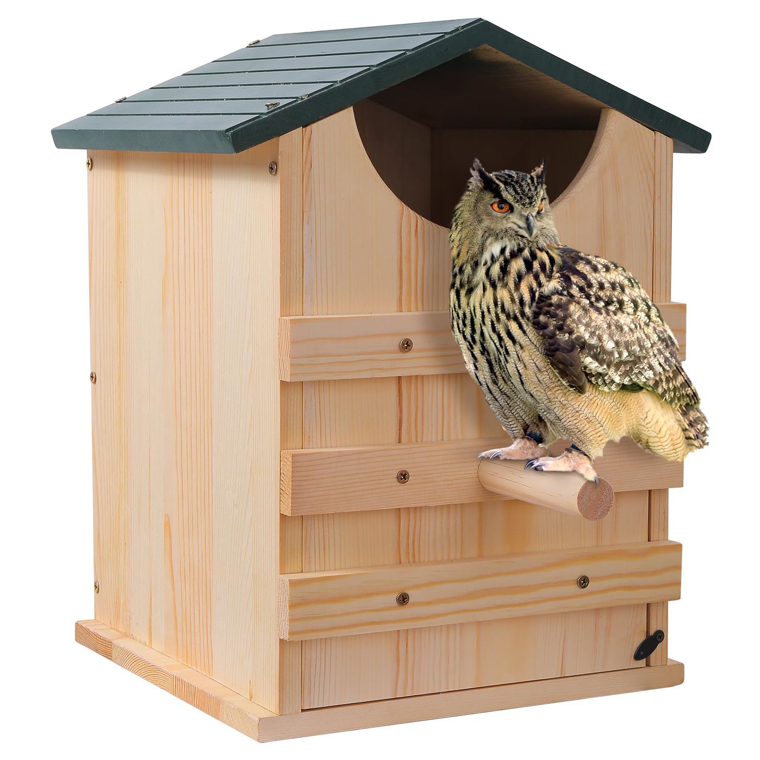 Amazon.com: Owl House Cedar Wood Hand Made 14 x 10 Inch with Bird Stand ...