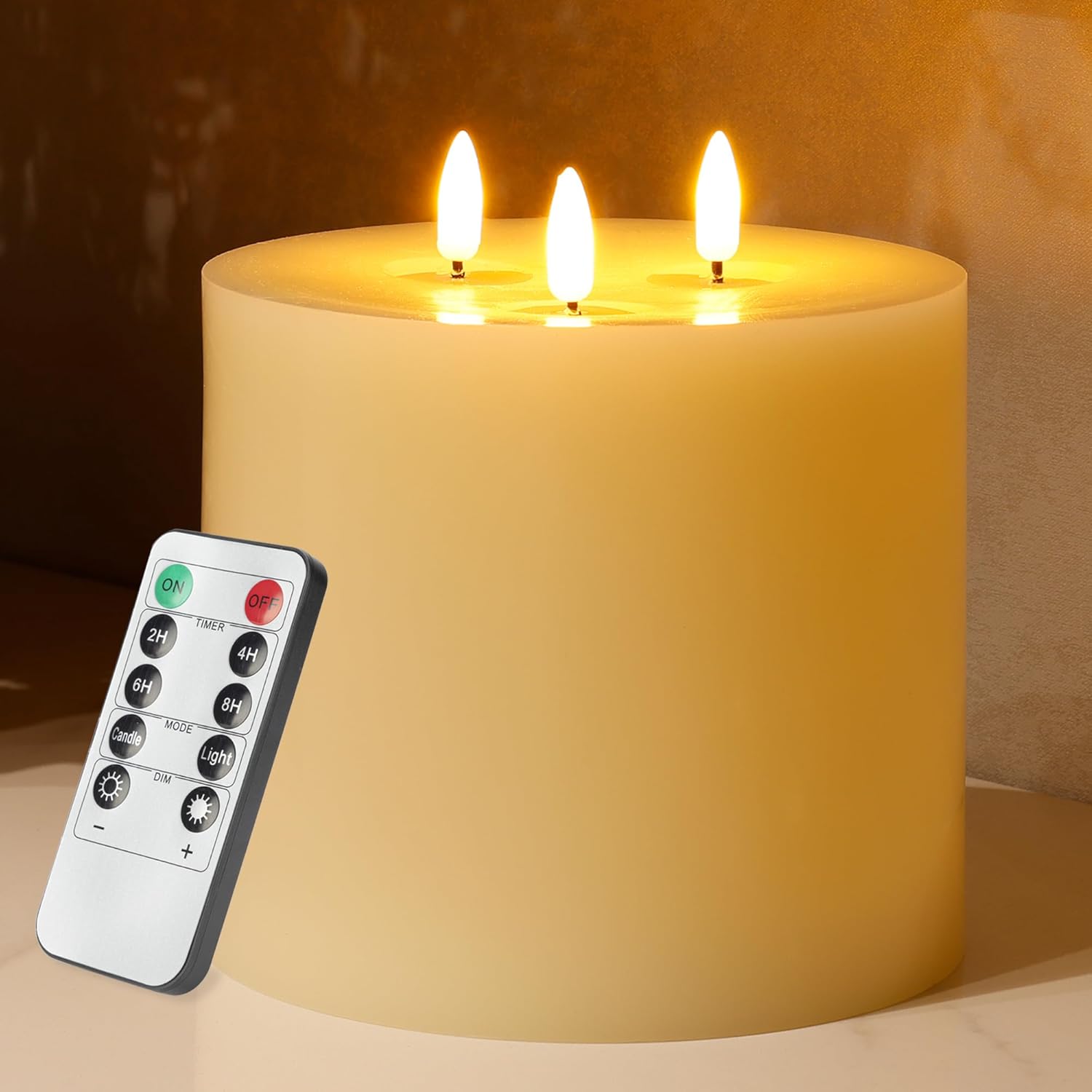 Amazon.com: SEHNSY 3 Wick Extra Large Flameless Candles, 6"x6" Flat ...