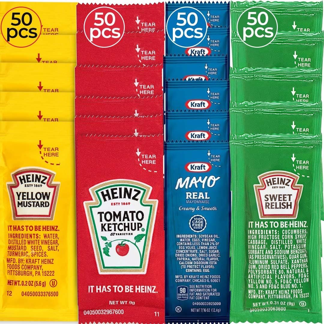 Amazon.com : Condiment Packets Variety Pack Bulk Bundle - 200 ...