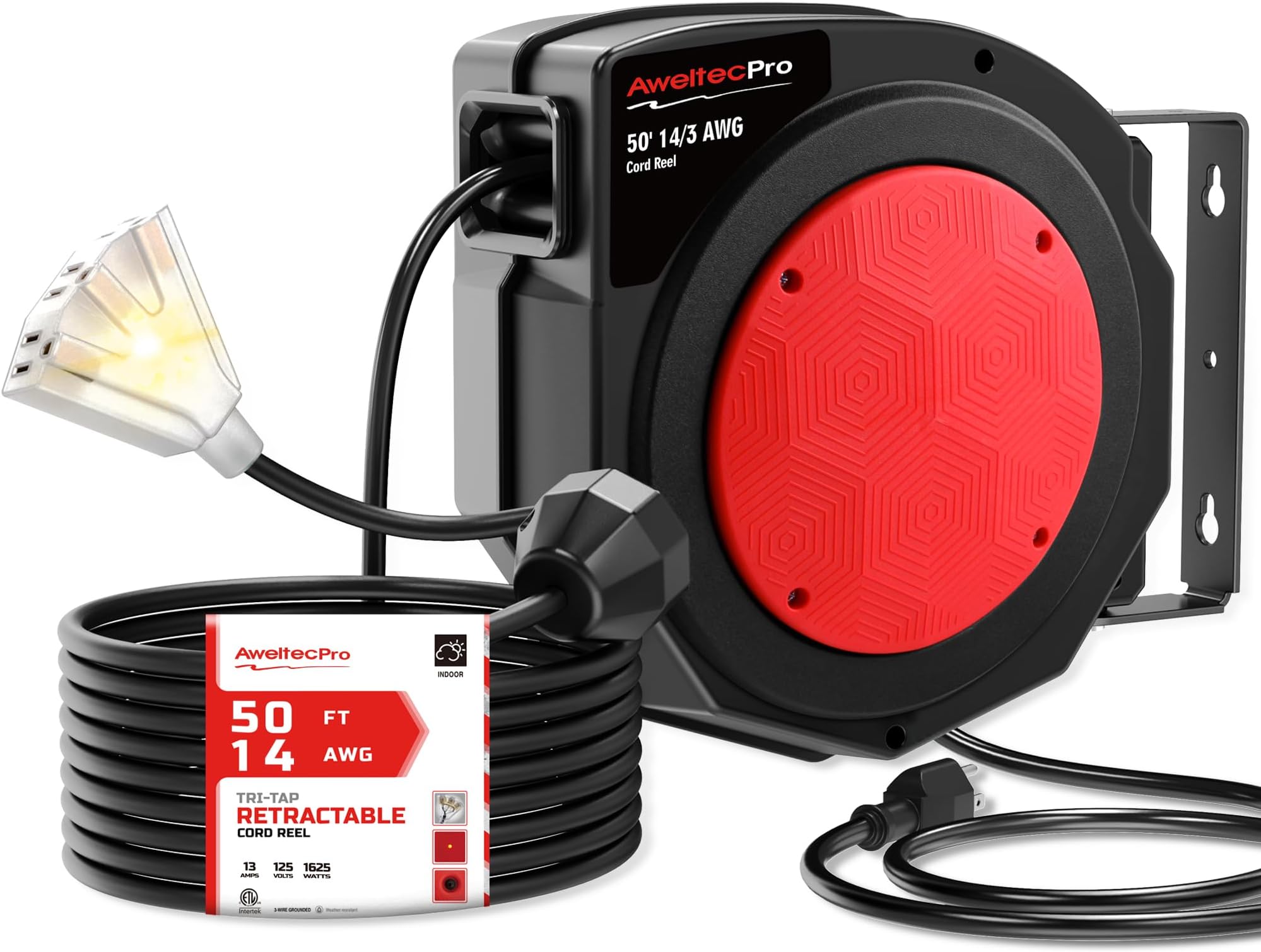 Amazon.com: FSTSN Retractable Extension Cord Reel,75 Feet 14 AWG/3C ...